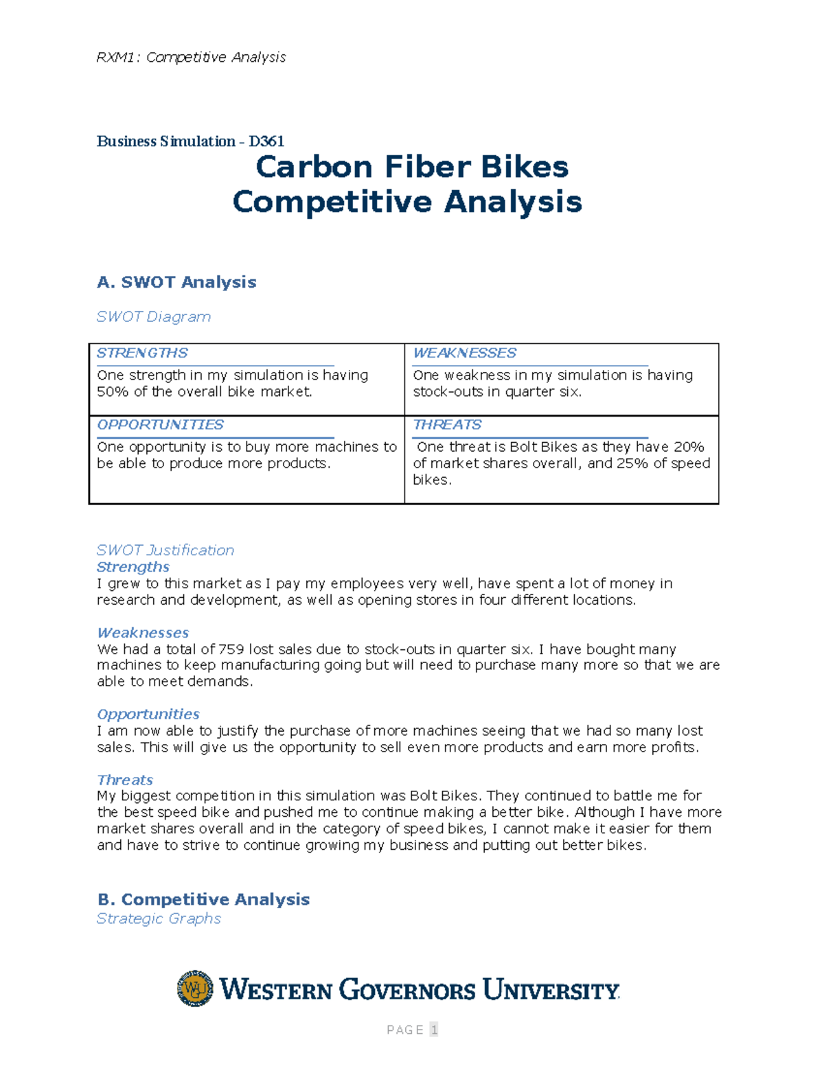 Competitive Analysis Template - C236 - WGU - Studocu