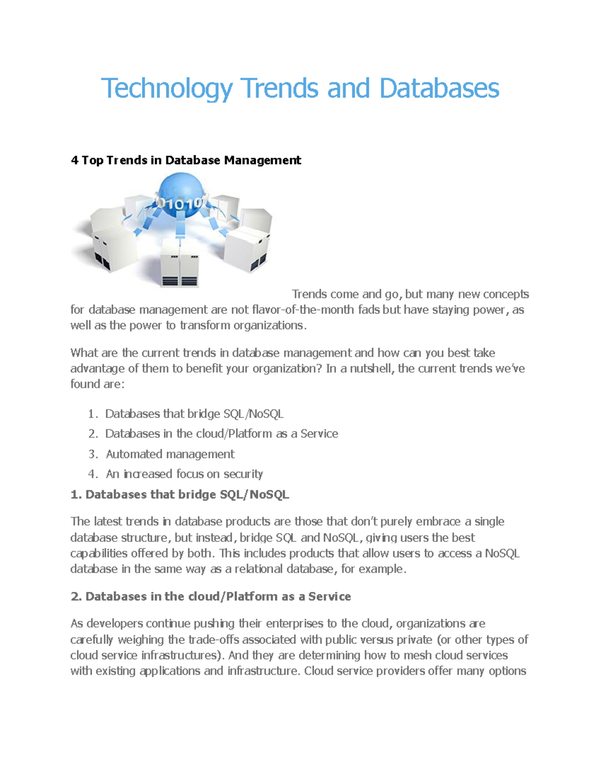 Technology Trends and Databases 3 - What are the current trends in ...
