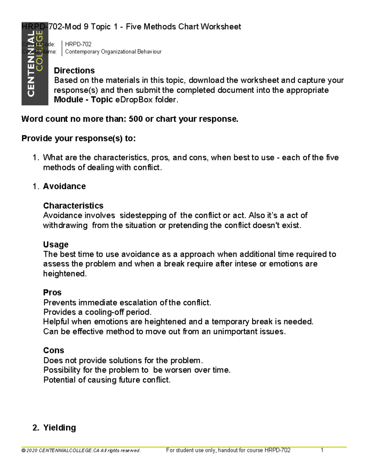 HRPD-702-Mod 9 Topic 1 - Five Methods Chart Worksheet - HRPD-702-Mod 9 ...