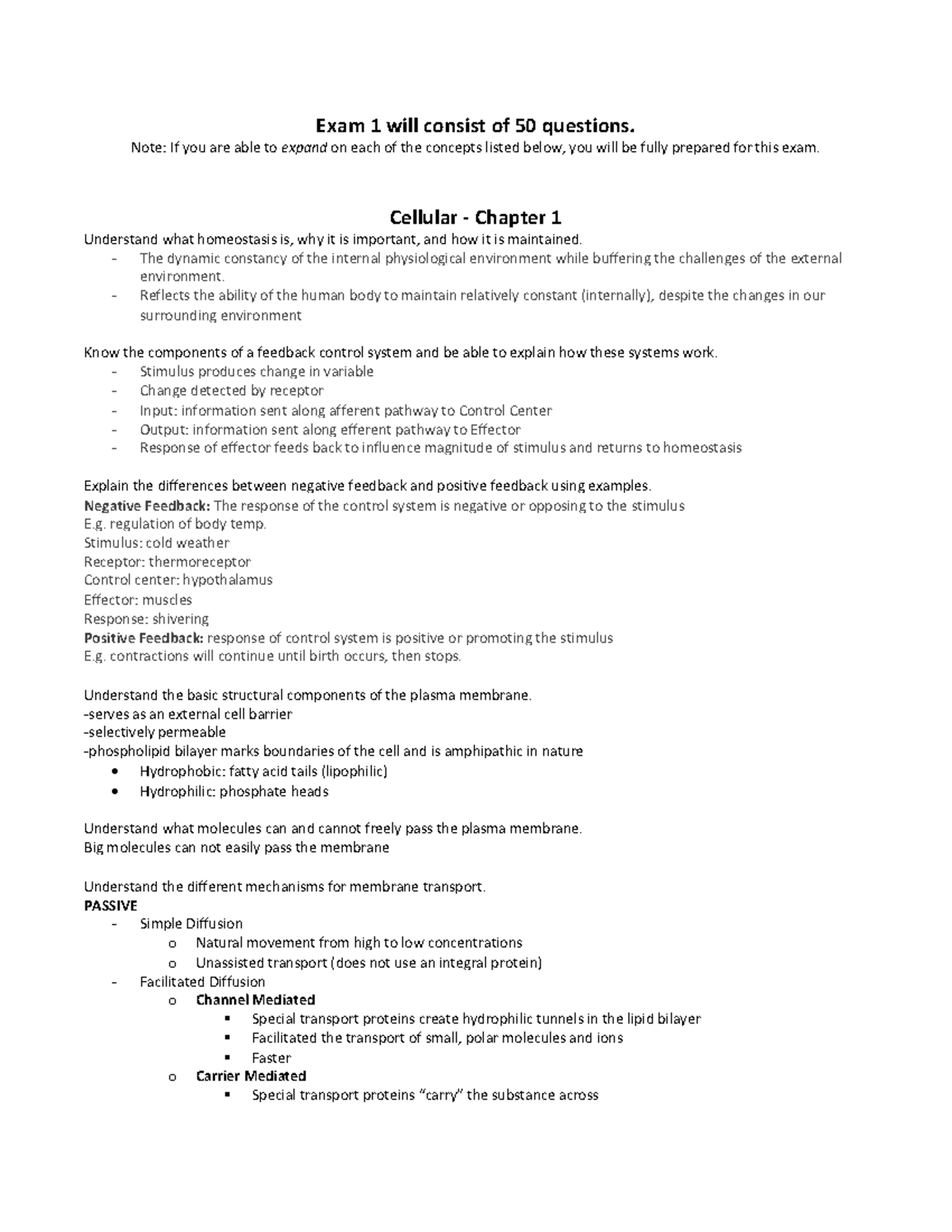 Word - Study guide - Exam 1 will consist of 50 questions. Note: If you ...