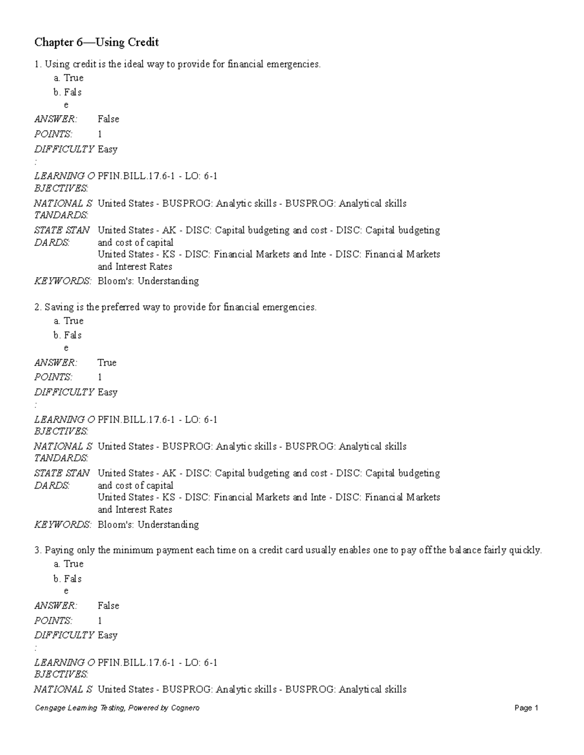 Chapter 6 Using Credit - Nothing to say - Using credit is the ideal way ...