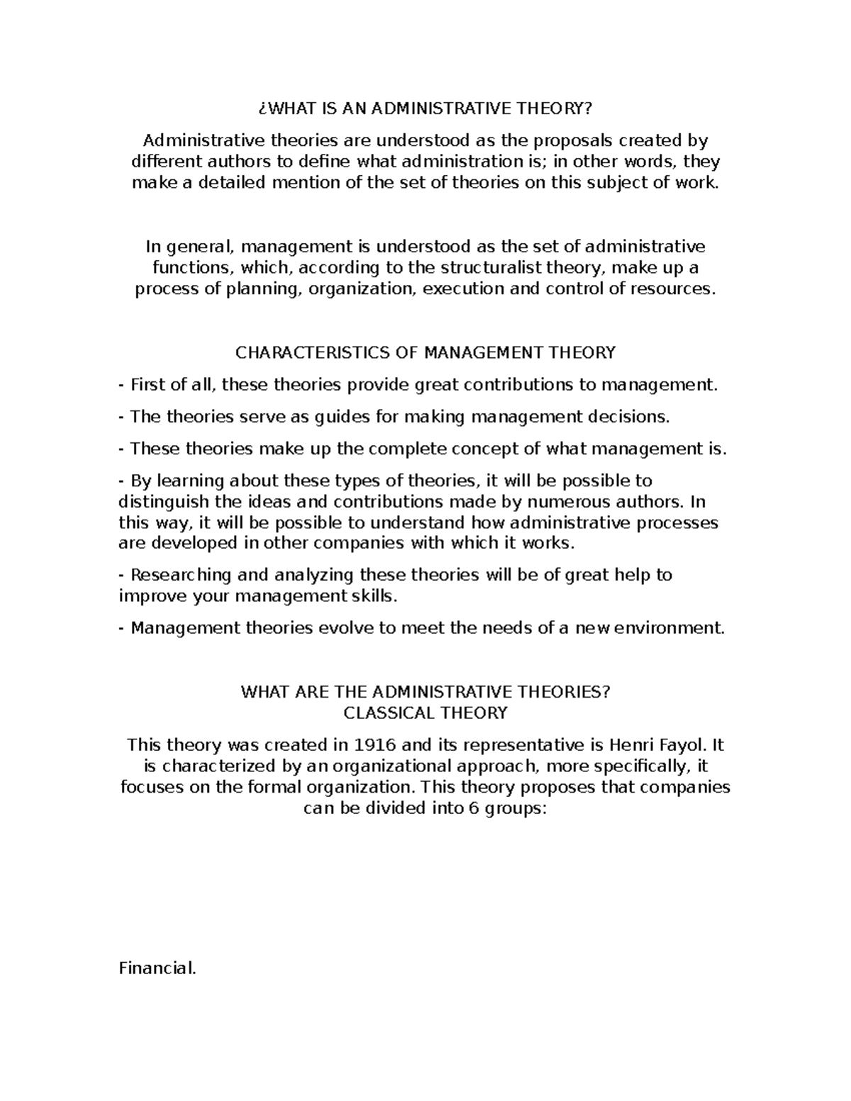 WHAT IS AN Administrative Theory - ¿WHAT IS AN ADMINISTRATIVE THEORY ...