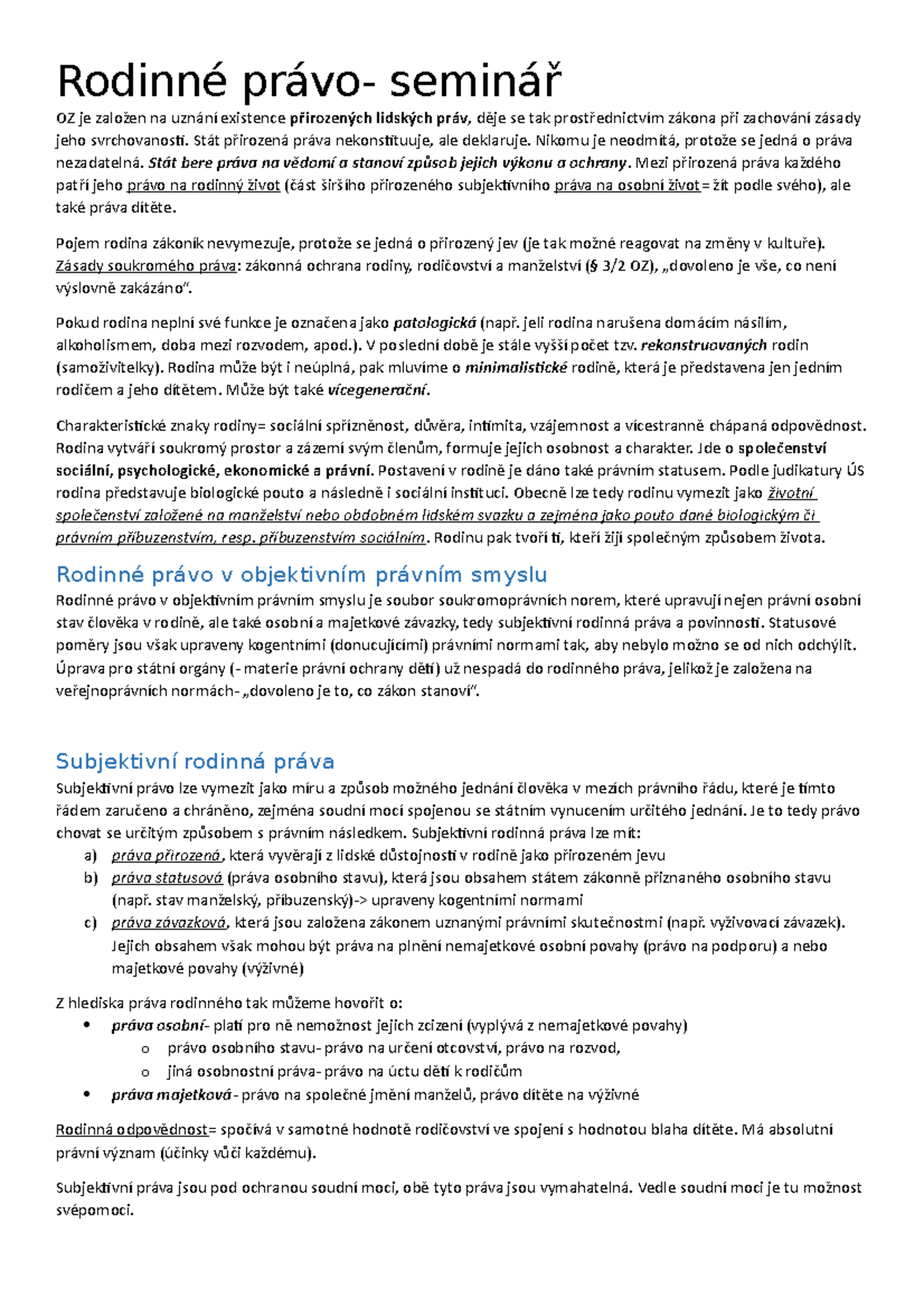 Rodinné právo - Poznámky k semináři z učebnice - Rodinné právo- seminář ...