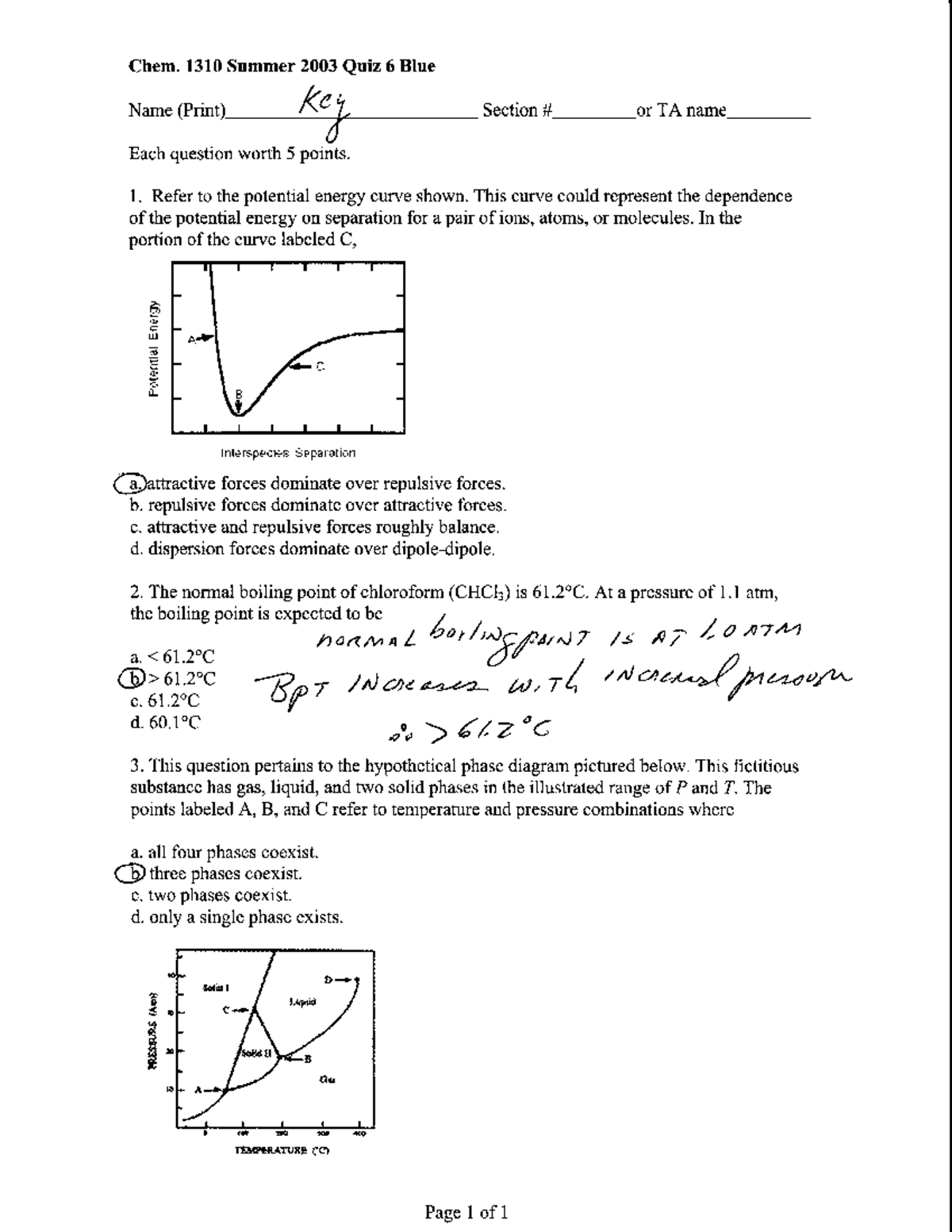SU03 Quiz 6 B Key - Practice Quizzes - Chem 6 Blue NamePrint) k i ...