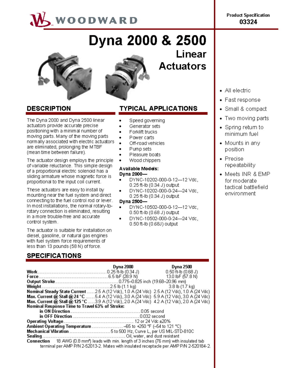 Safari - Notes - Product Specification 03324 Dyna 2000 & 2500 Linear ...