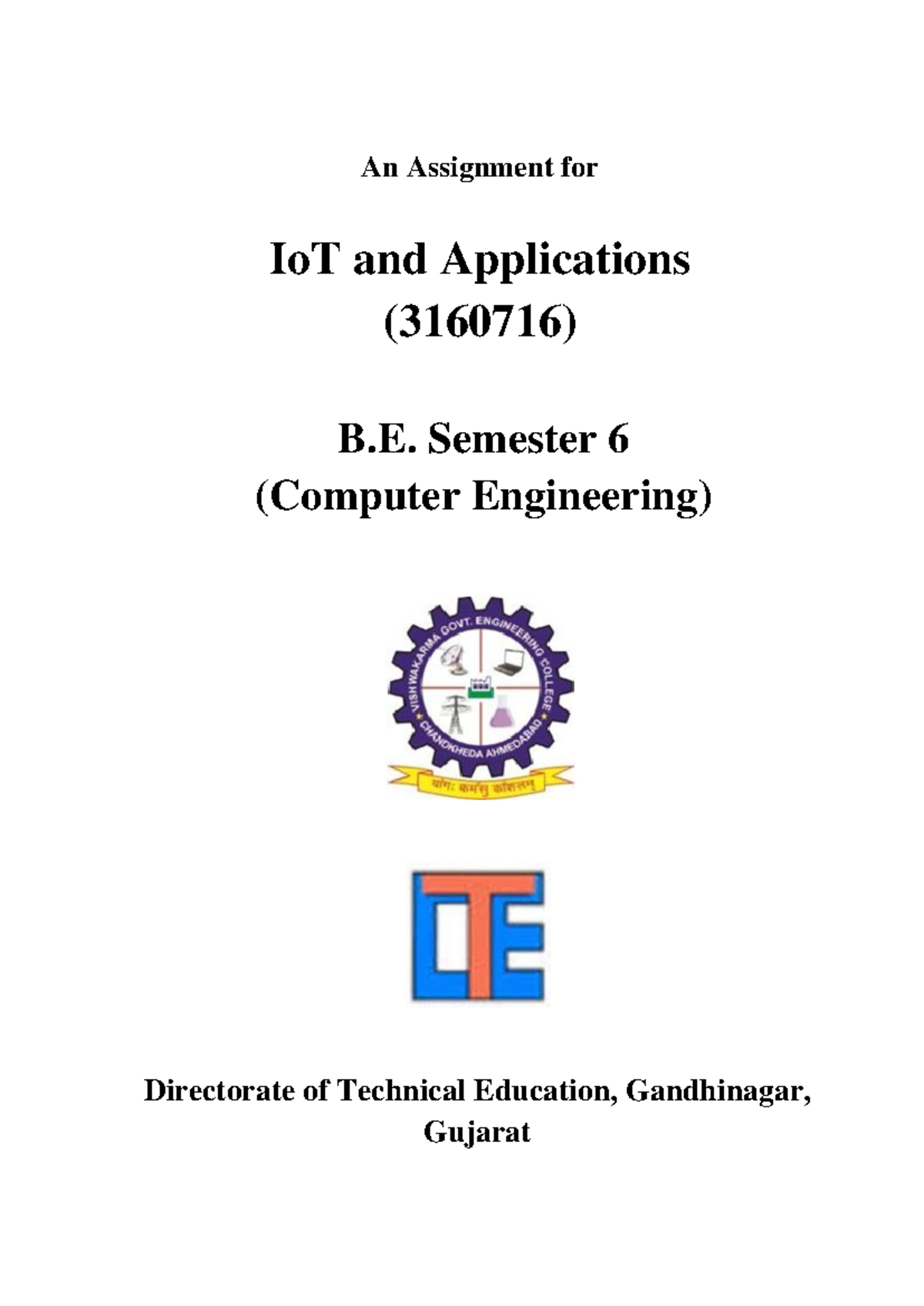 Assignment 3160716 IOT and Applications - An Assignment for IoT and Applications (3160716) B ...