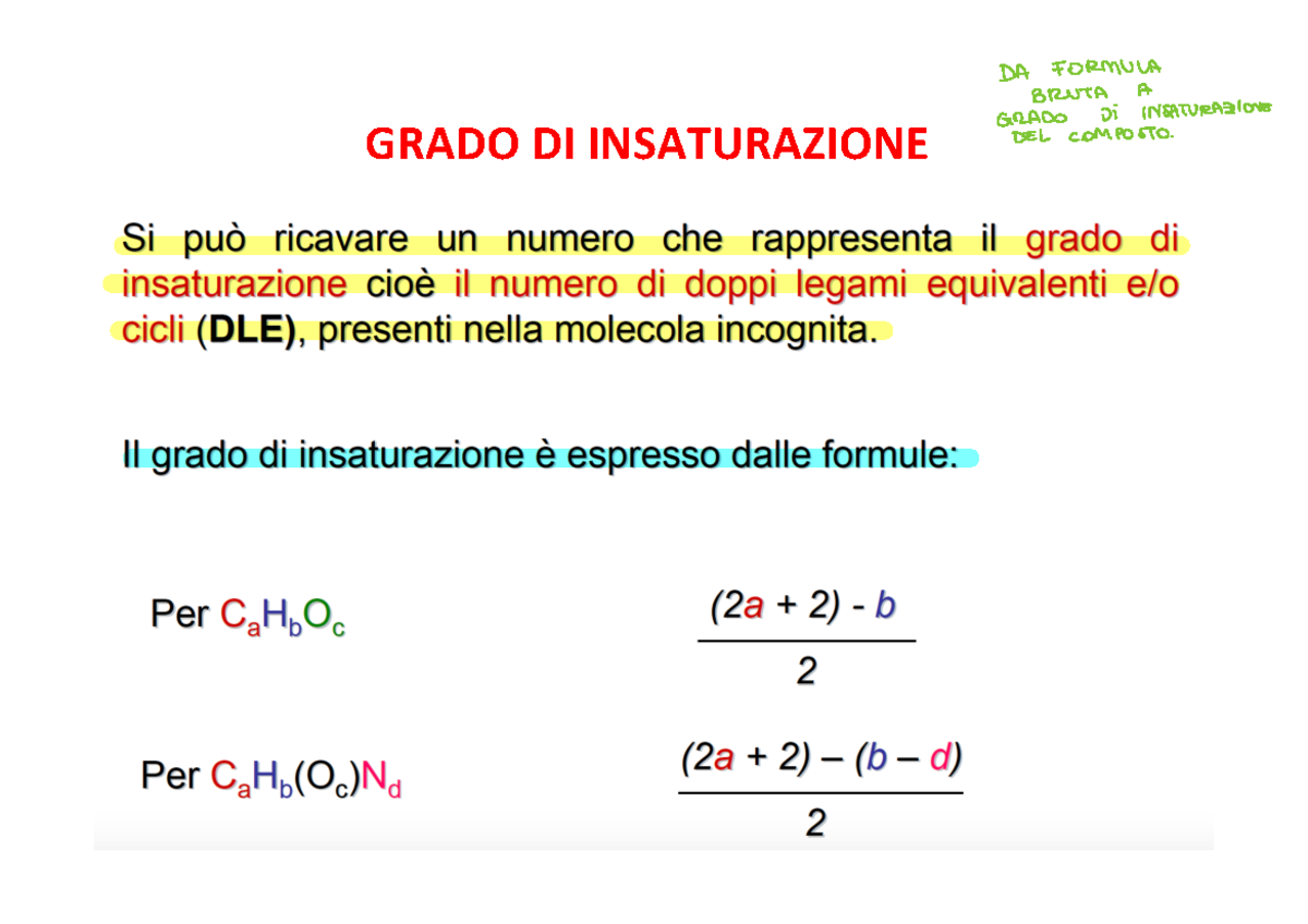 Spettroscopia - Porta (parte 4) - ####### GRADO DI INSATURAZIONE DA ...