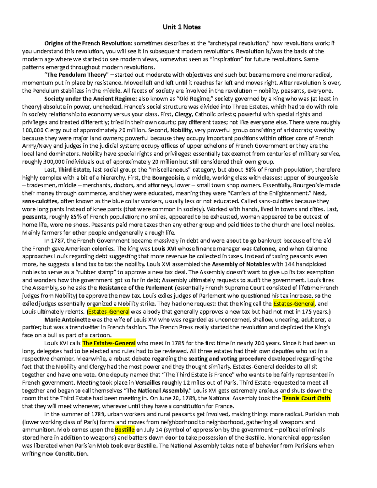 Unit 1 Notes - French Revolution through Imperialism - Unit 1 Notes ...