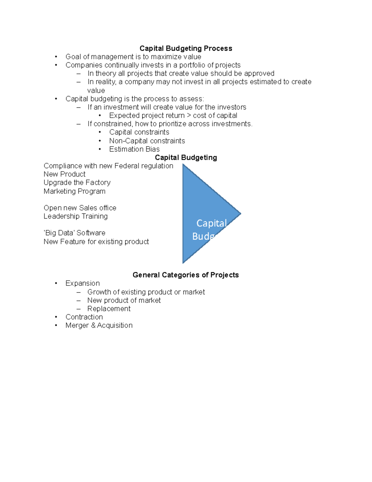 Capital Budgeting Process - Capital constraints constraints Estimation ...
