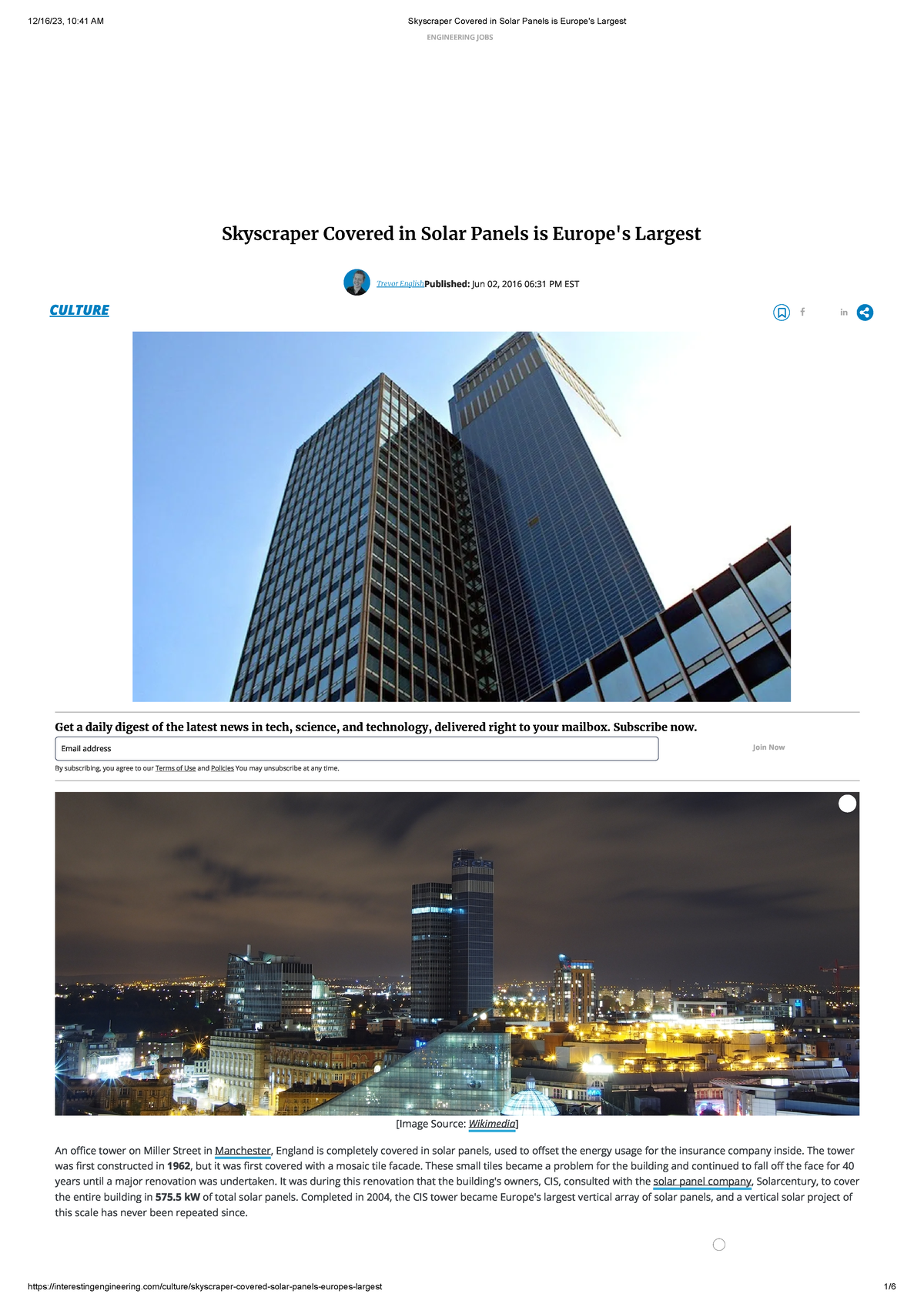 Skyscraper Covered in Solar Panels is Europe's Largest - Subscribe now ...