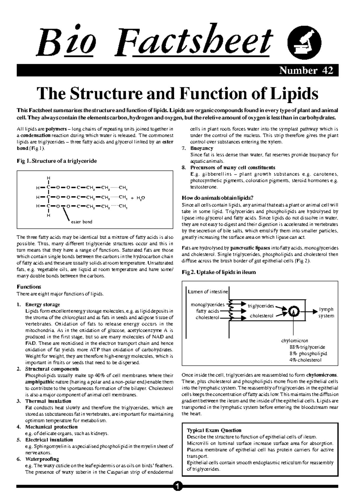 Bio Lipids 2 FS - Bio Factsheet April 1999 Number 42 1 The Structure ...