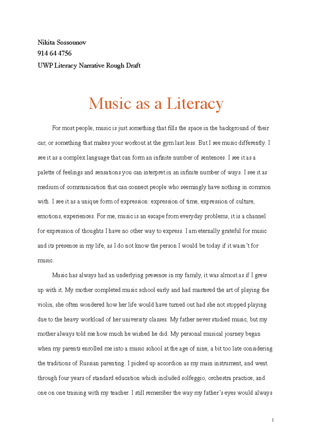 Literacy Draft 2 - homework - Nikita Sossounov 914 64 4756 UWP Literacy ...