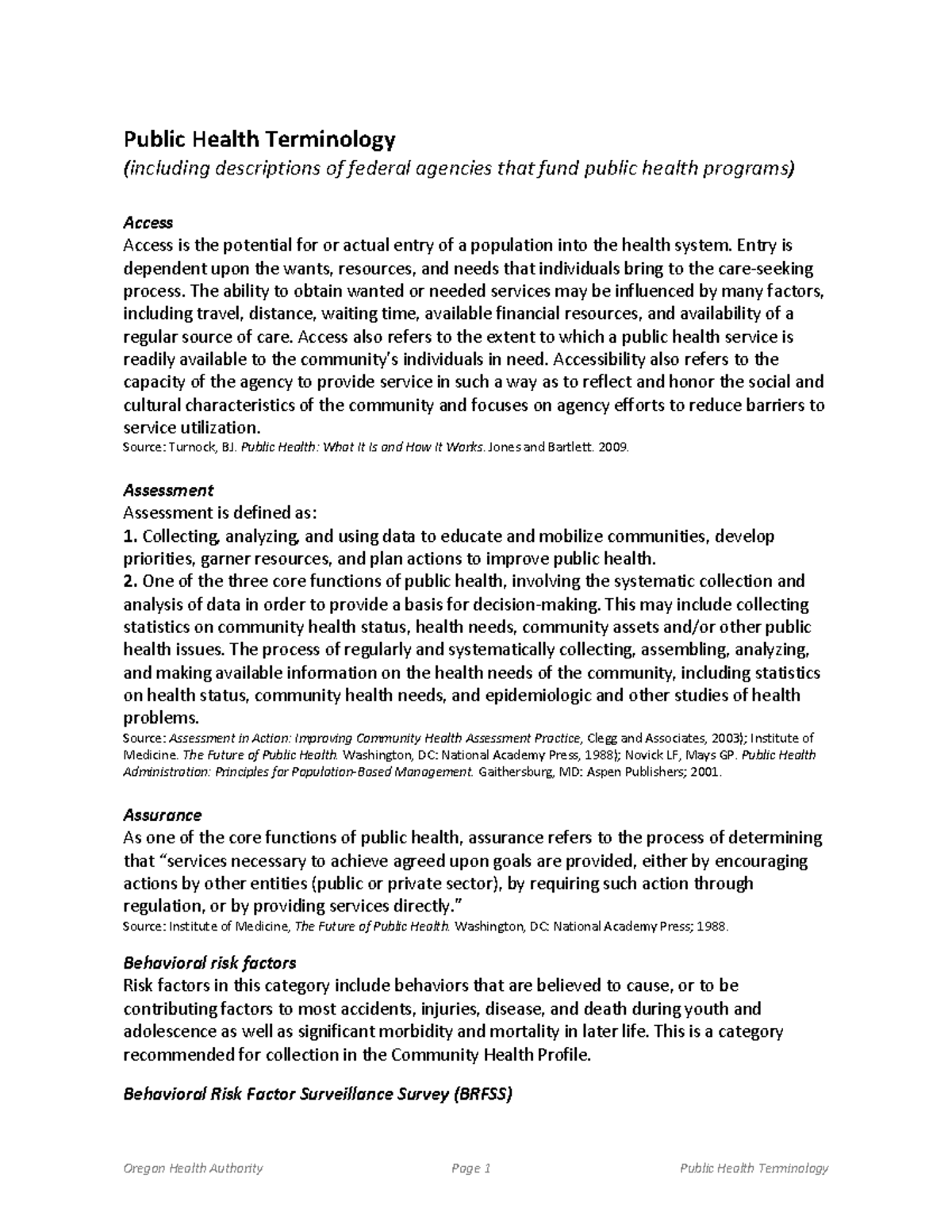 Public-health-terminology - Public Health Terminology (including ...