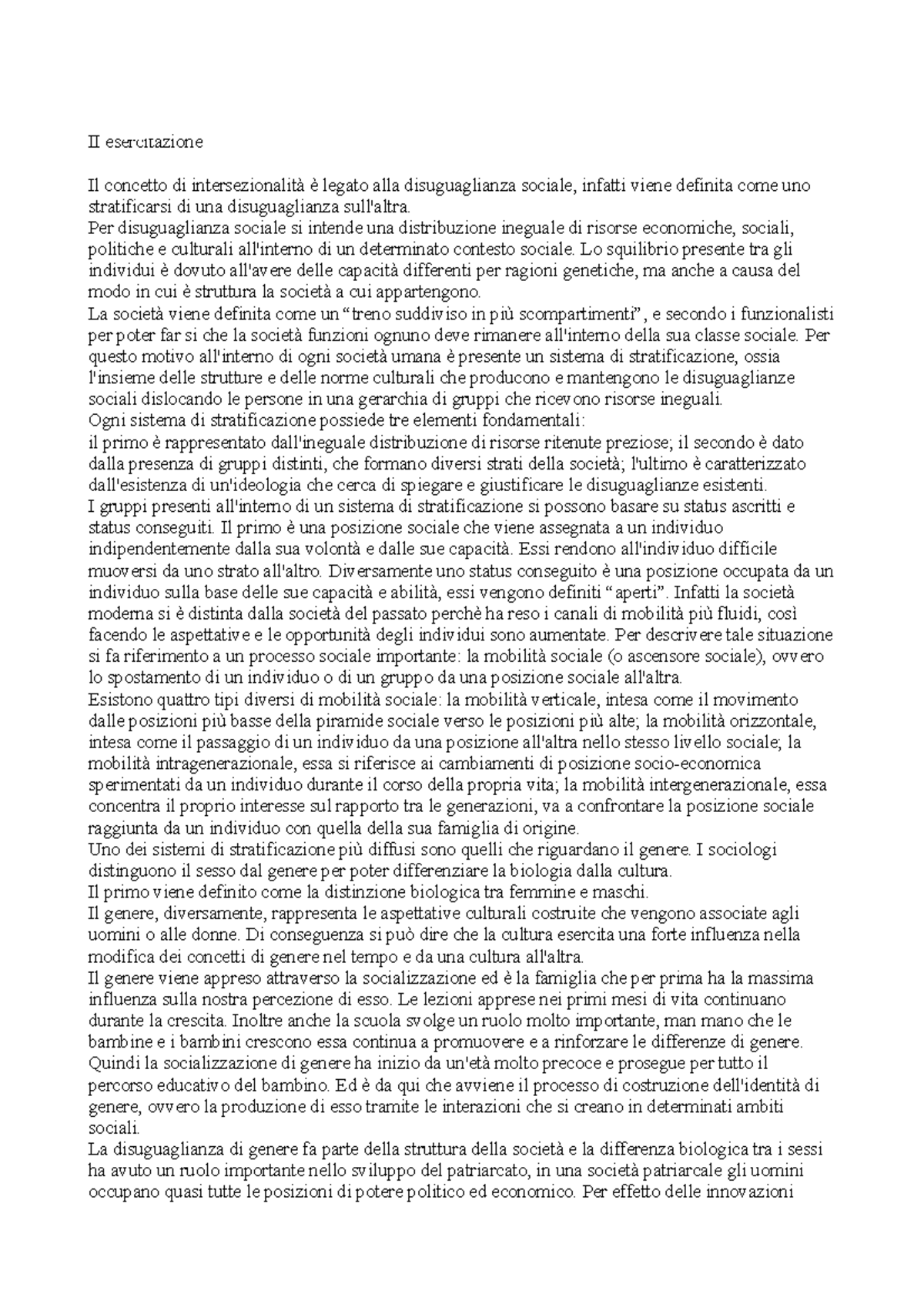 Esercitazione 2- sociologia - Sara Ferrando s II esercitazione Il ...