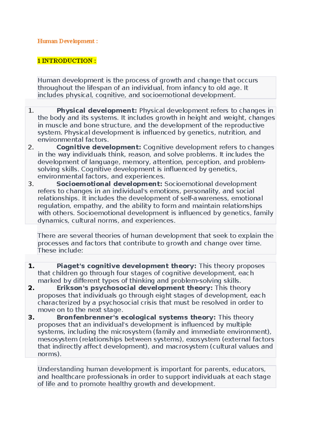 Human Development - It includes physical, cognitive, and socioemotional ...