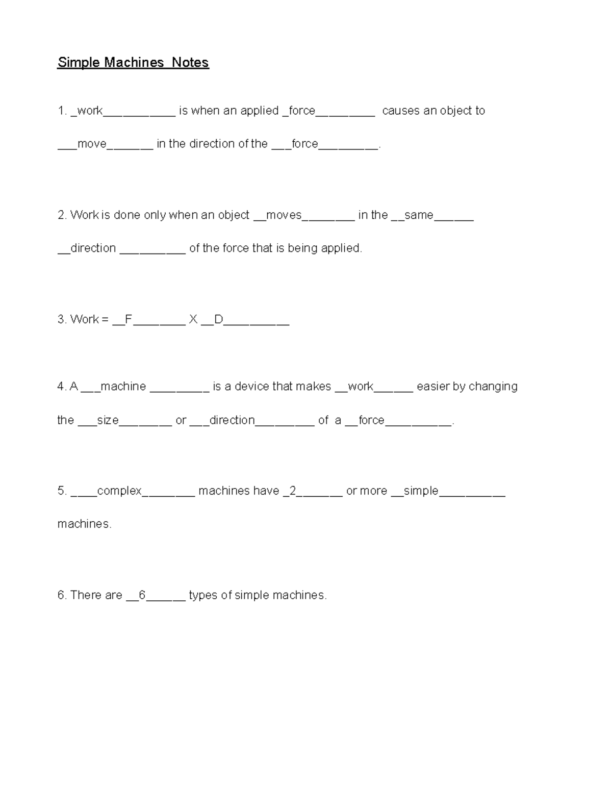 Copy of simple machines notes A.A - Simple Machines Notes work ...
