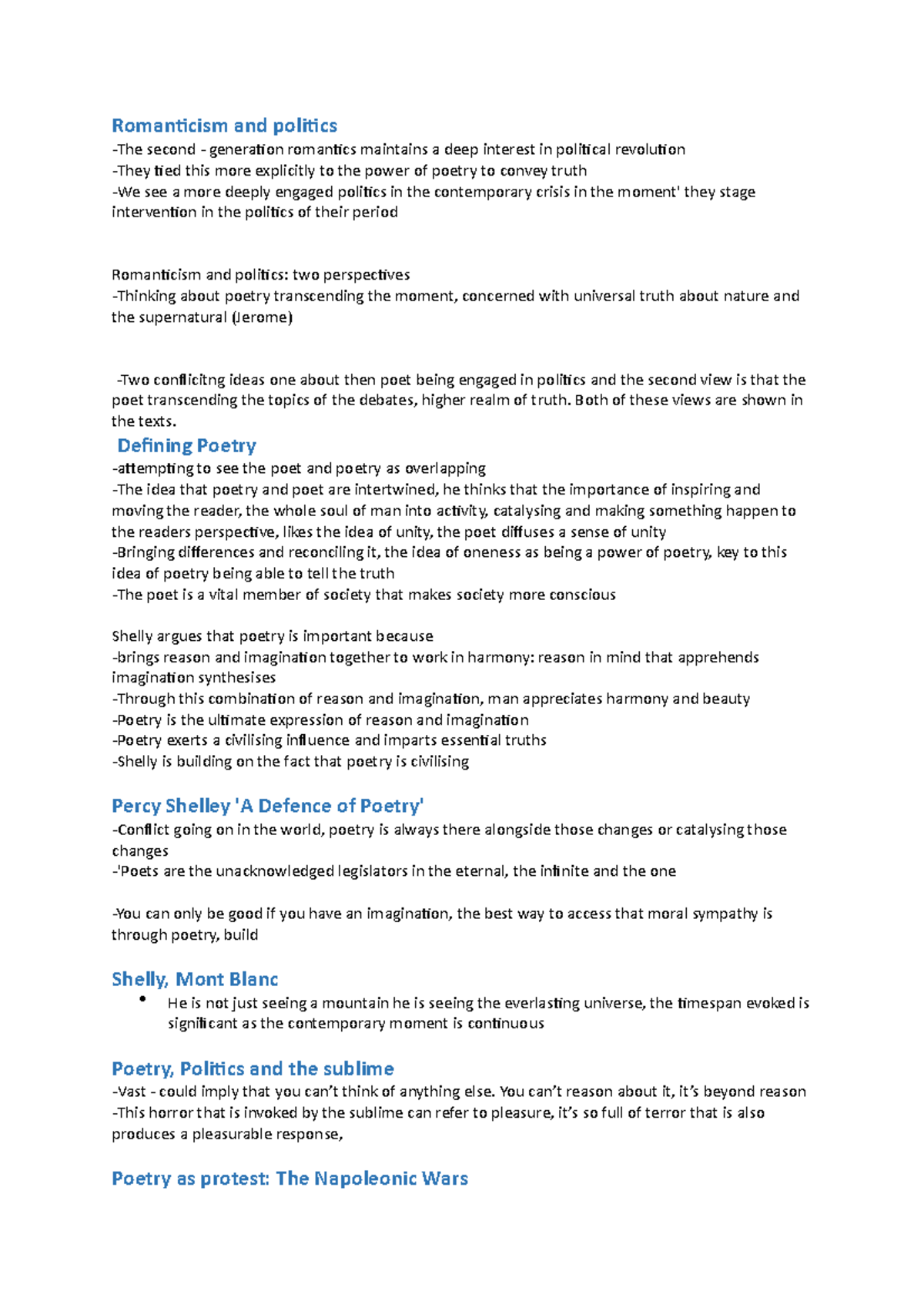Week 3 - Romanticism 2 - Lecture notes 3 - ELI1022 - Surrey - Studocu