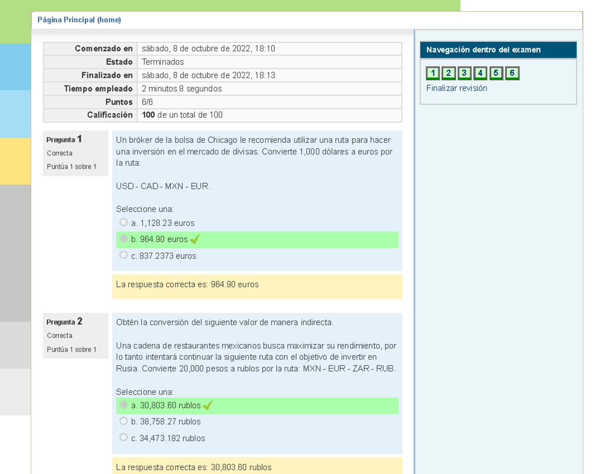 Ejercicio 1. Prácticas de operaciones de tipo de cambio - Página Principal (home) Pregunta 1 ...