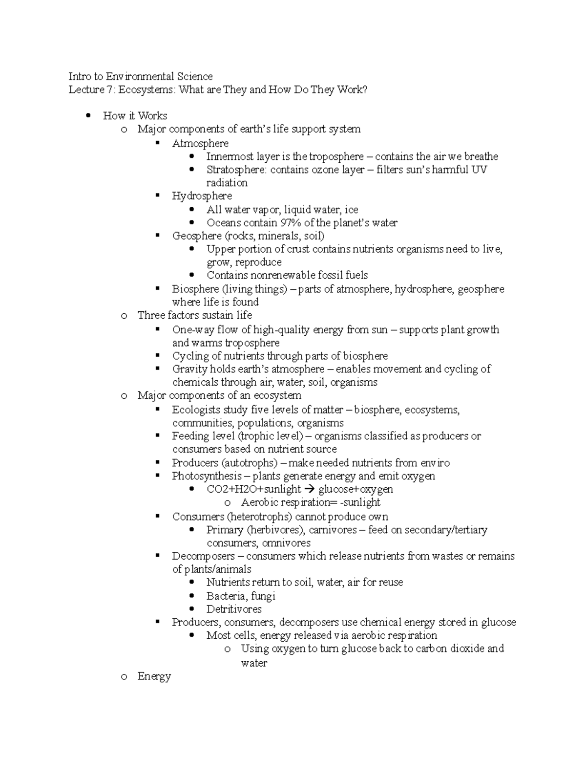 2021-intro to environmental science lec 7 ecosystems notes docx - Intro ...