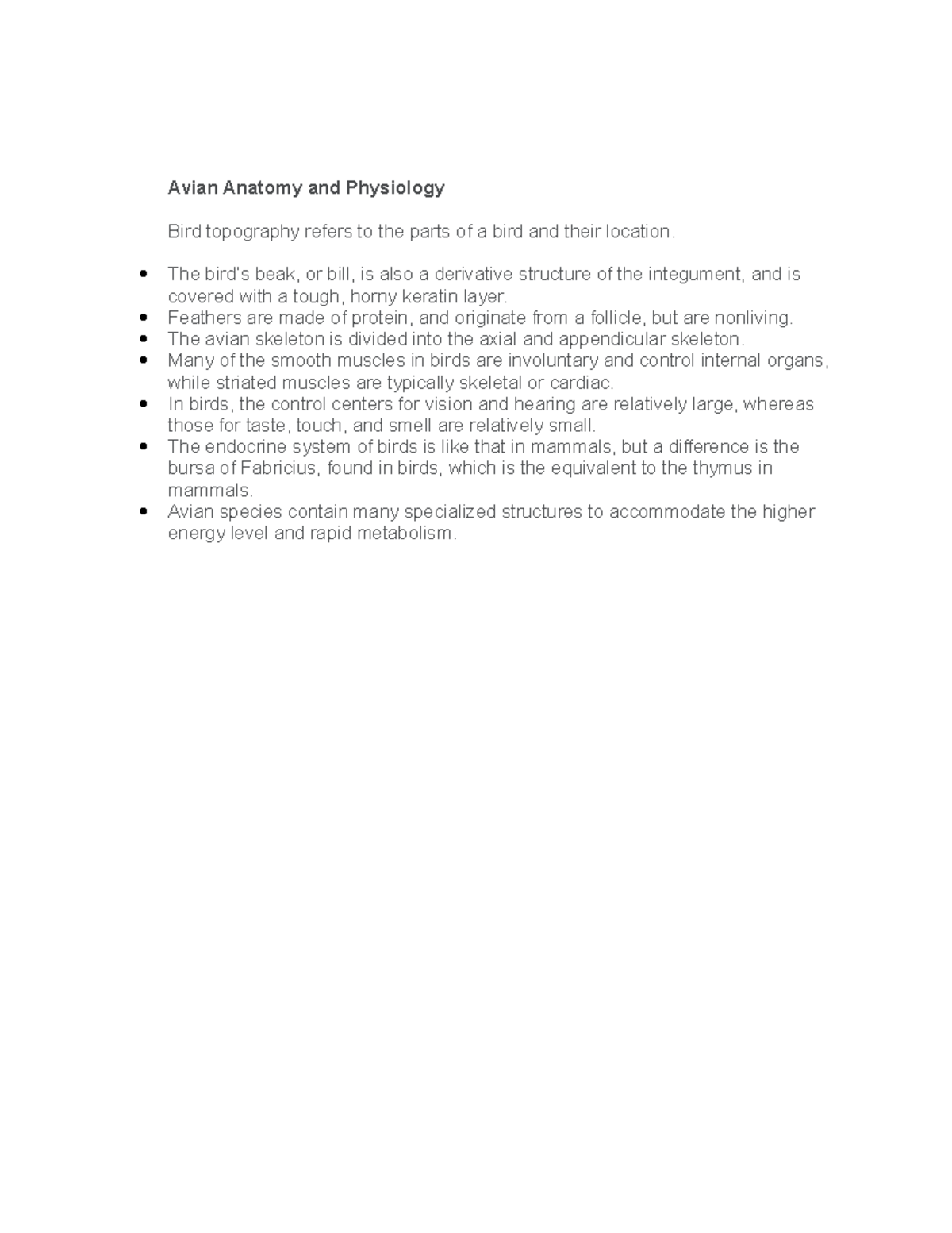 Avian Anatomy and Physiology - The bird’s beak, or bill, is also a ...