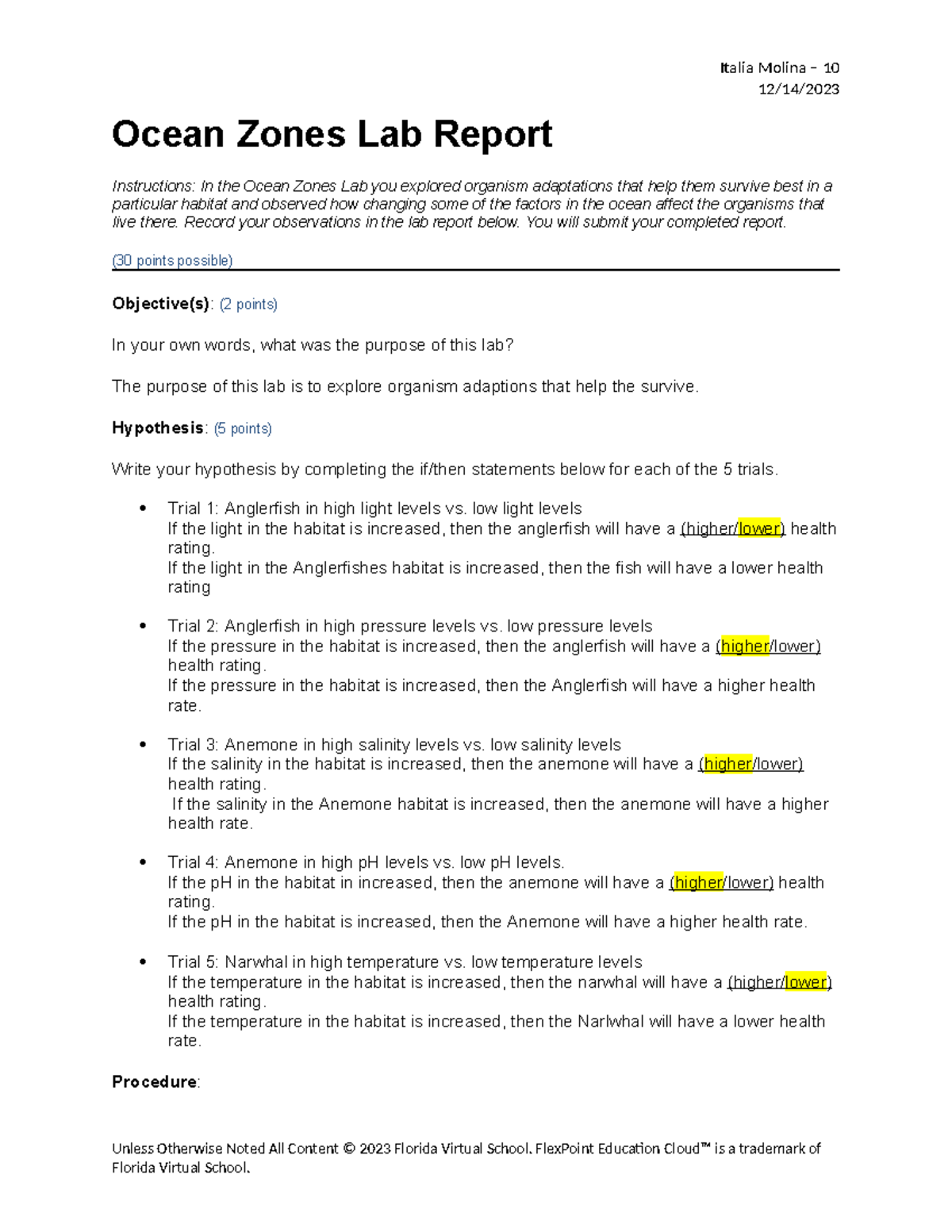 Ocean zones lab report - the is becasaues mn out up can - Italia Molina ...