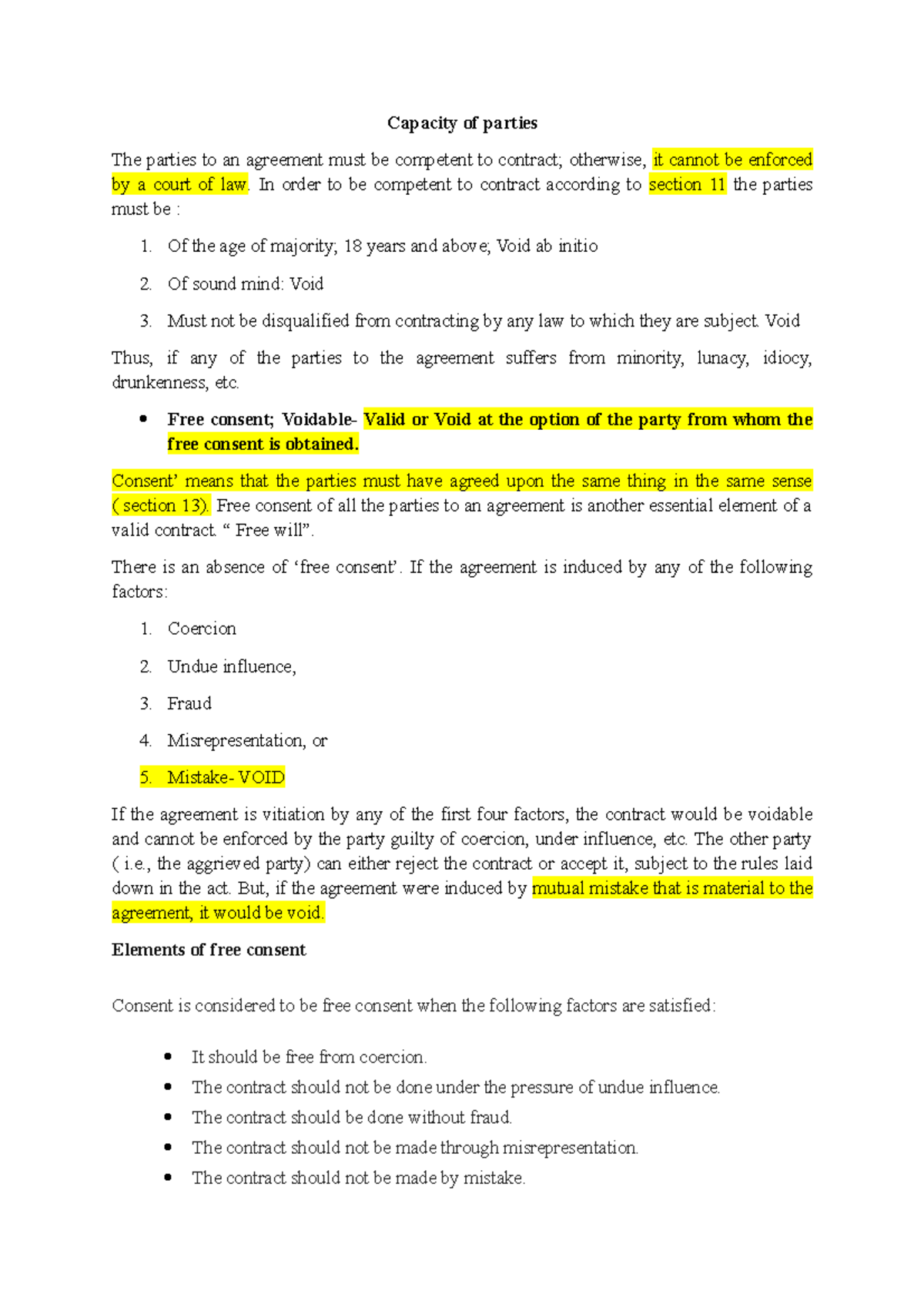 Contract Capacity of parties - Capacity of parties The parties to an ...