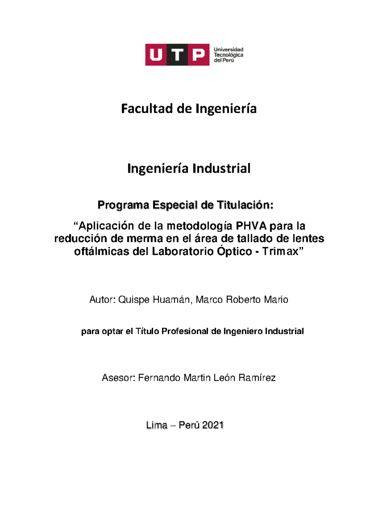 UTP ETCETCETCcomo Essilor y Shamir con su - Facultad de Ingeniería ...