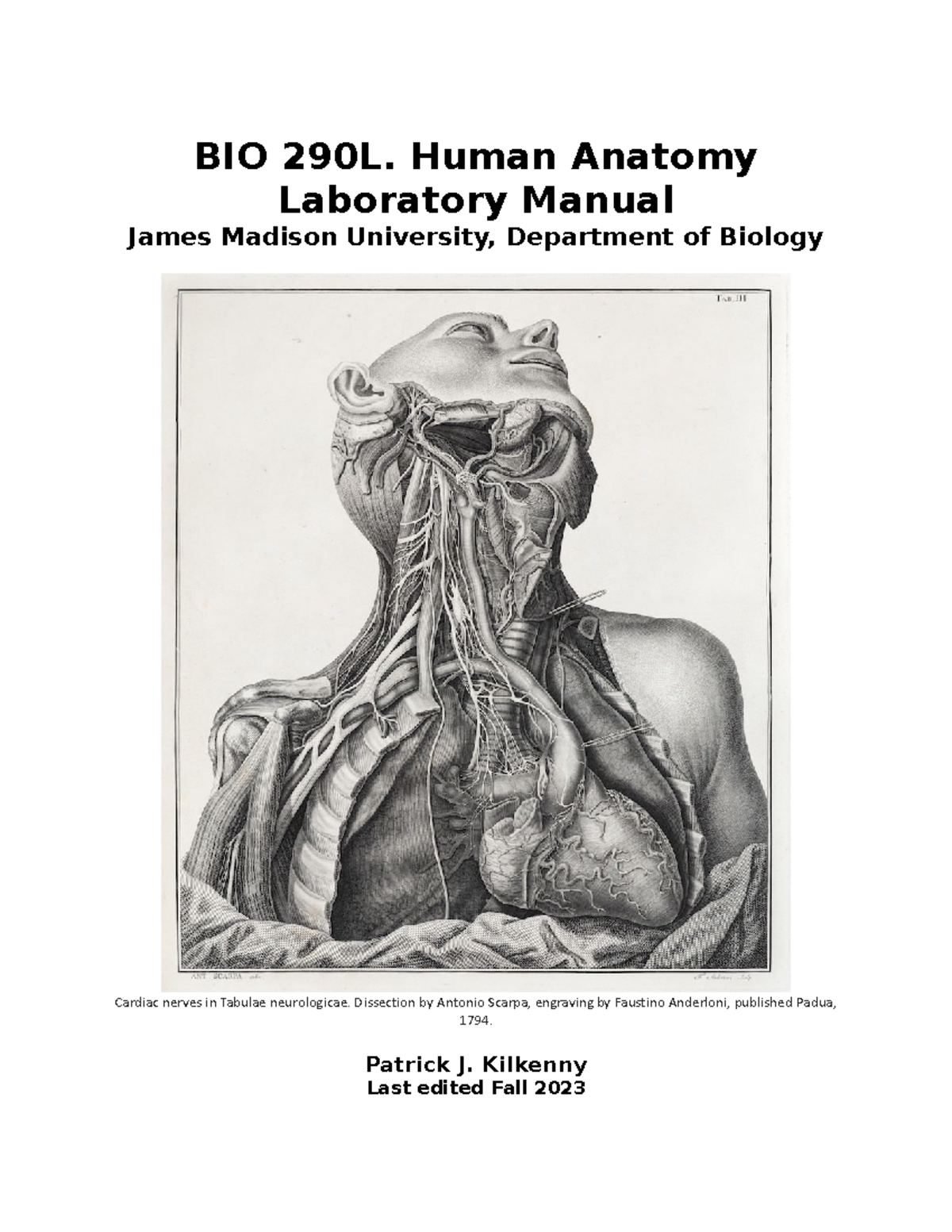 BIO 290 Laboratory Manual Fall 2023 Labs 1-4 - BIO 290L. Human Anatomy ...