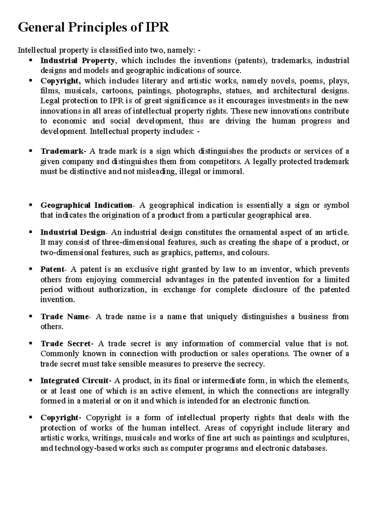 Introduction to IPR - General Principles of IPR Intellectual property ...