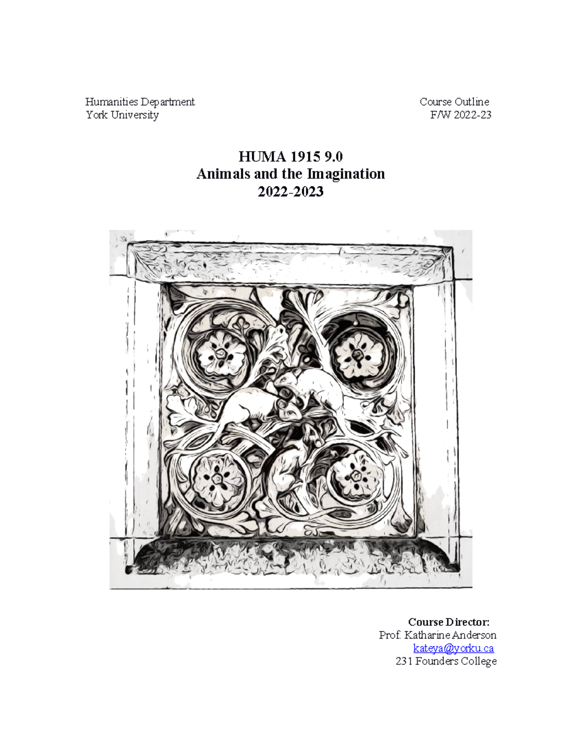 00. Syllabus 1915 Aug 28 - Humanities Department Course Outline York ...