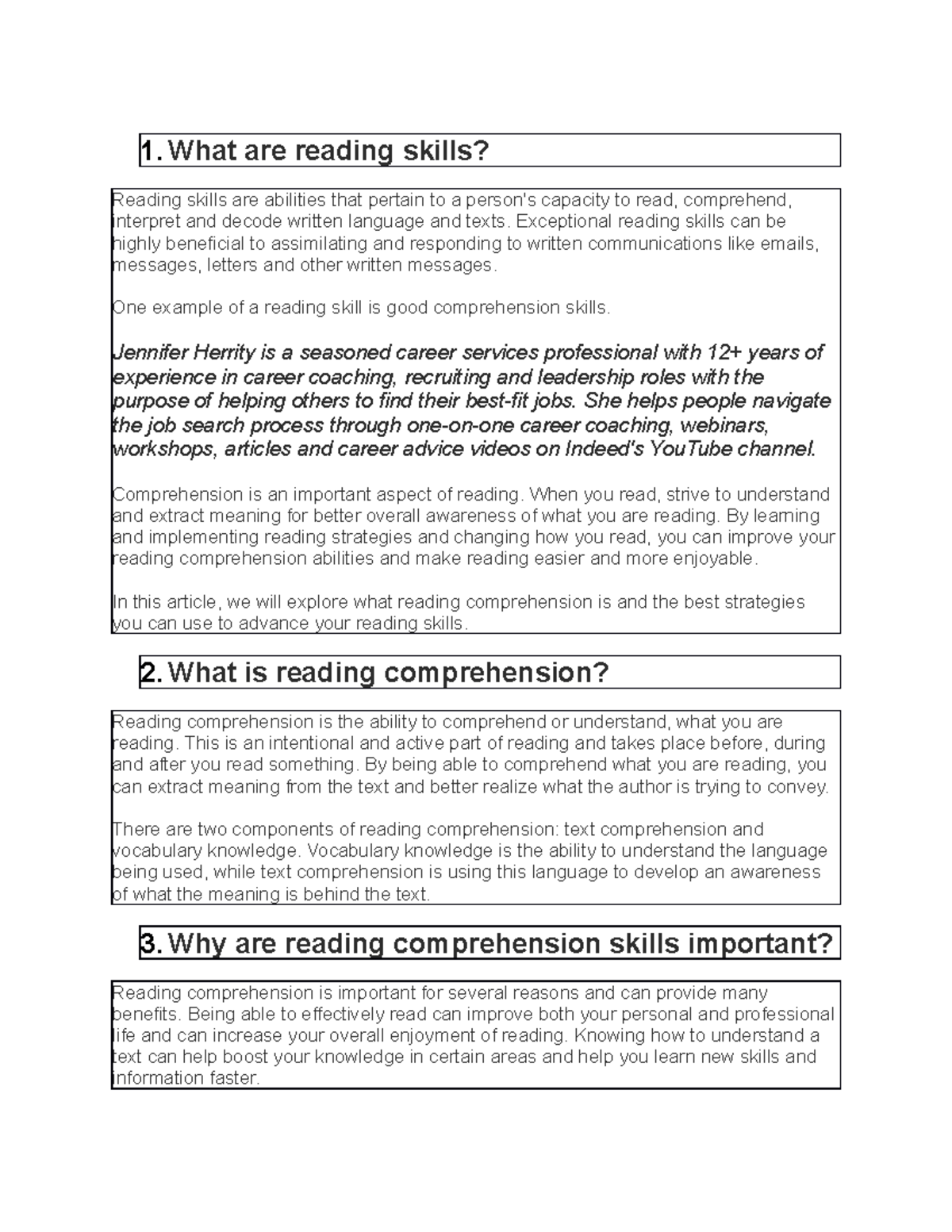 Topic- Discussion - 1. What are reading skills? Reading skills are ...