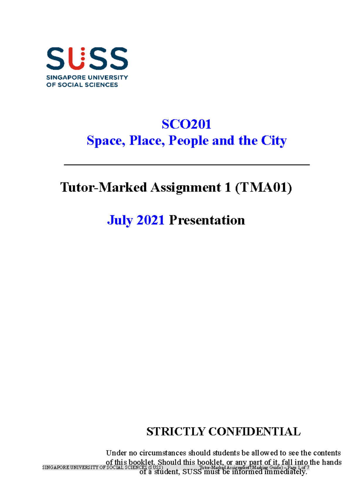 SCO201 Tutor- Marked Assignment Question Booklet - SCO Space, Place ...