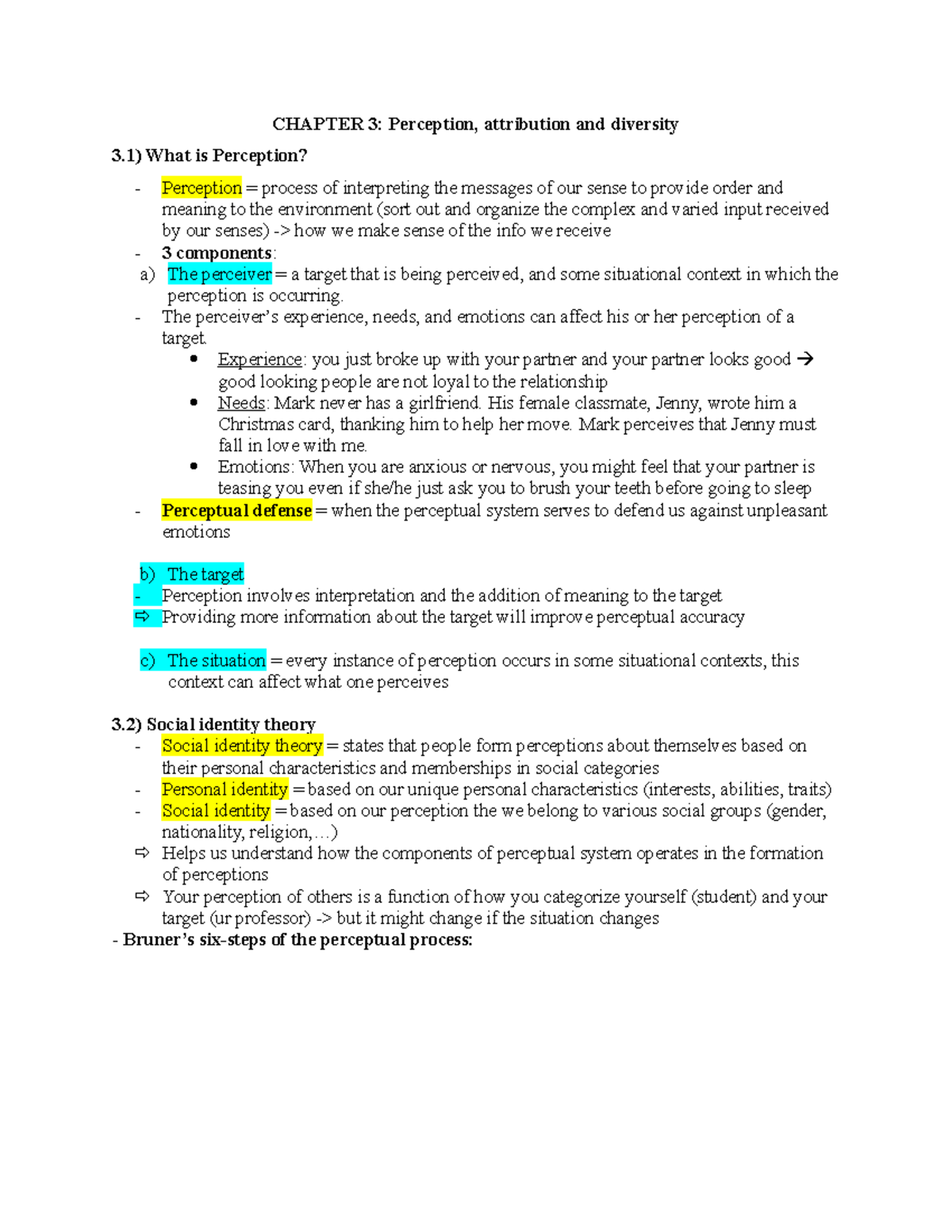 Chapter #3 - CHAPTER 3: Perception, attribution and diversity 3) What ...