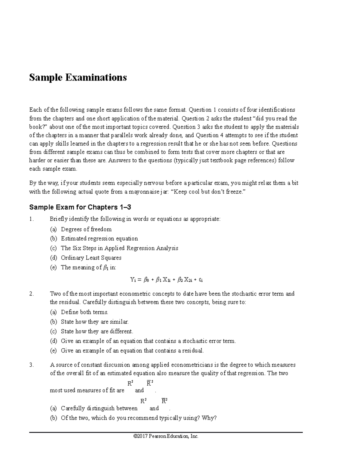 03 IM Sample Test 7e - studenmund - Sample Examinations Each of the ...