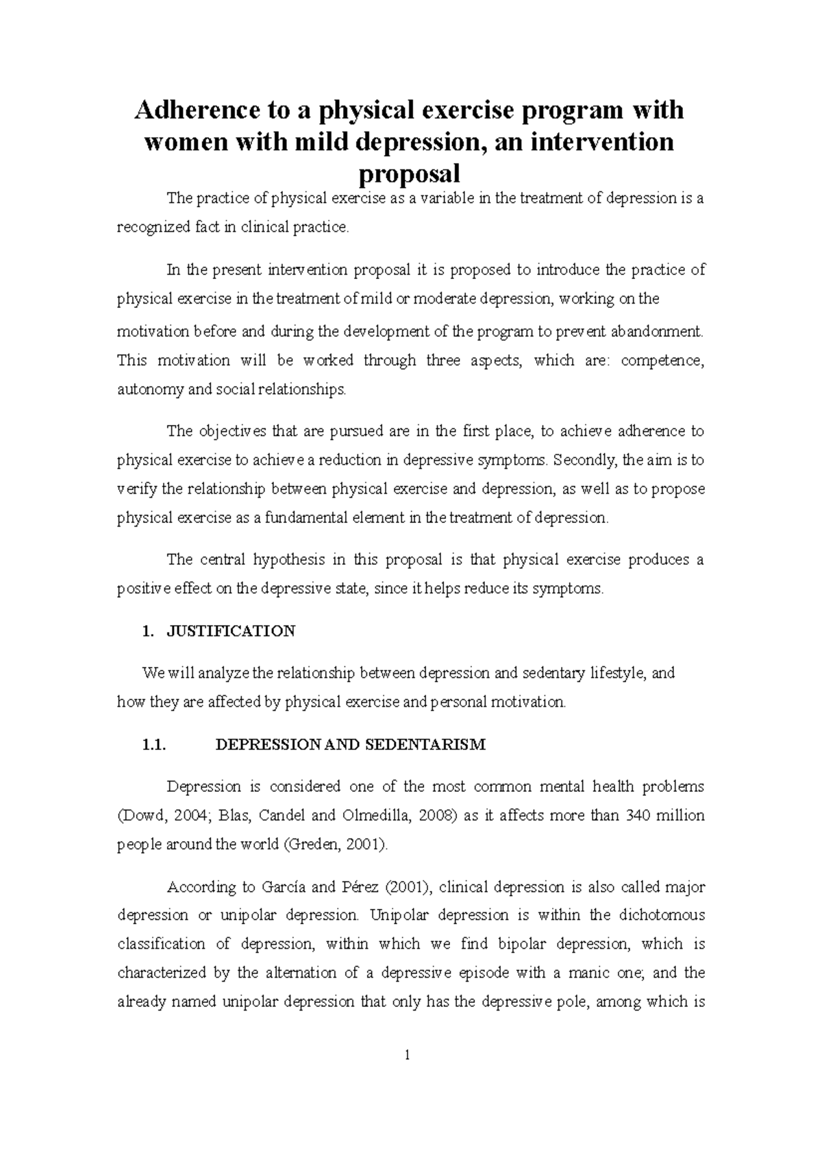 Adherence to a physical exercise program with women with mild ...