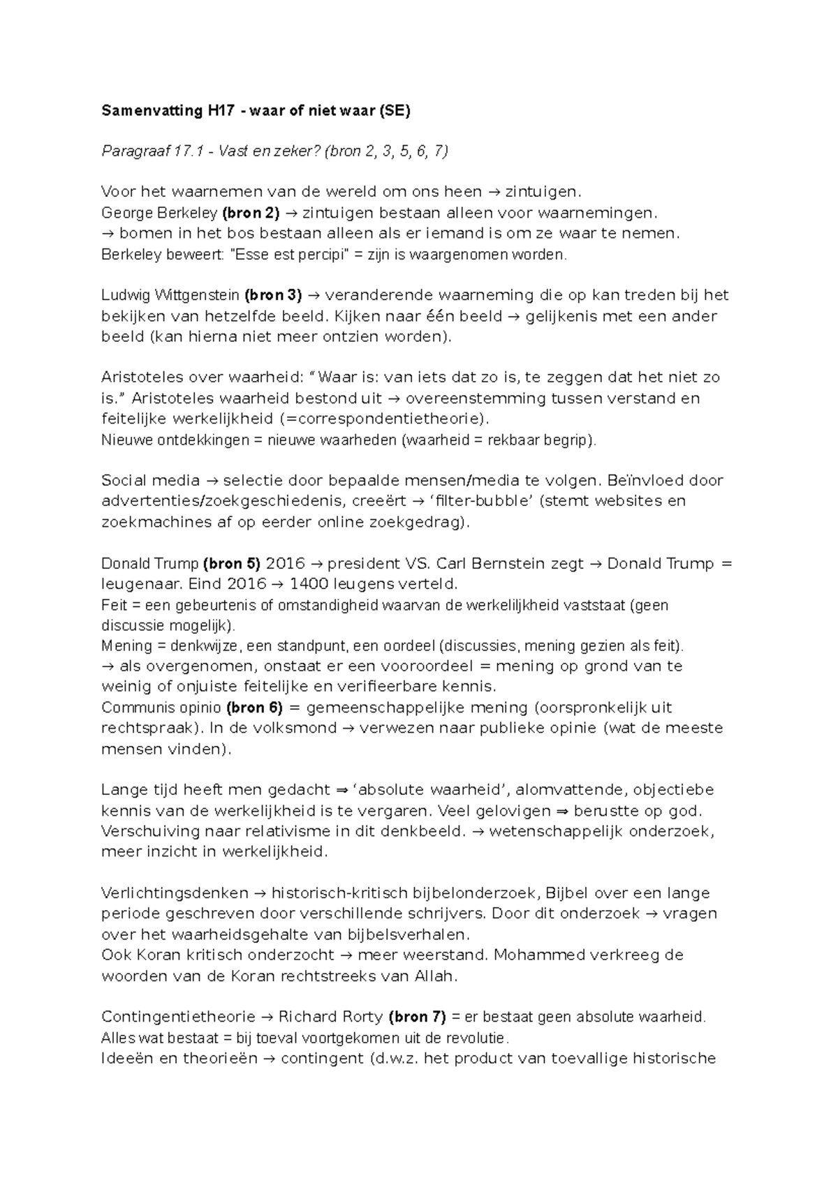 Samenvattting H17 - waar of niet waar (SE stof) - Samenvatting H17 - waar of niet waar (SE ...