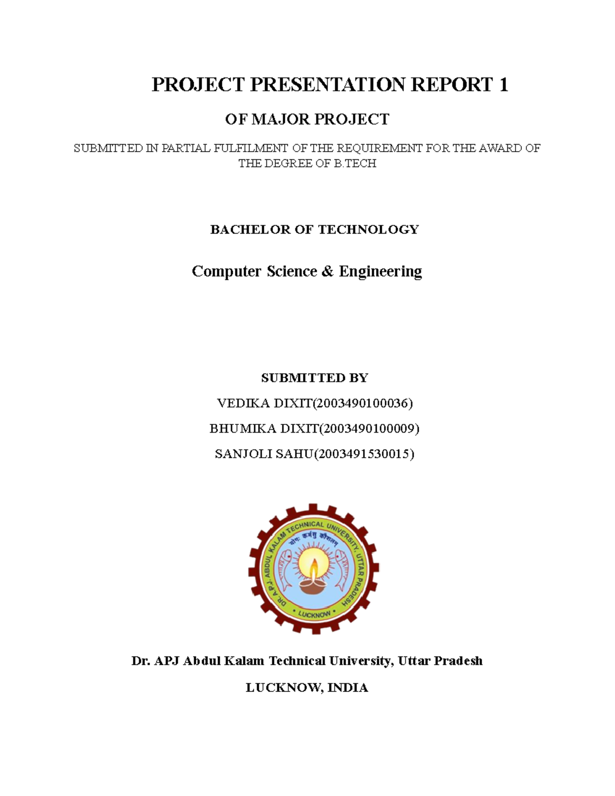 Untitled document (2) - PROJECT PRESENTATION REPORT 1 OF MAJOR PROJECT ...