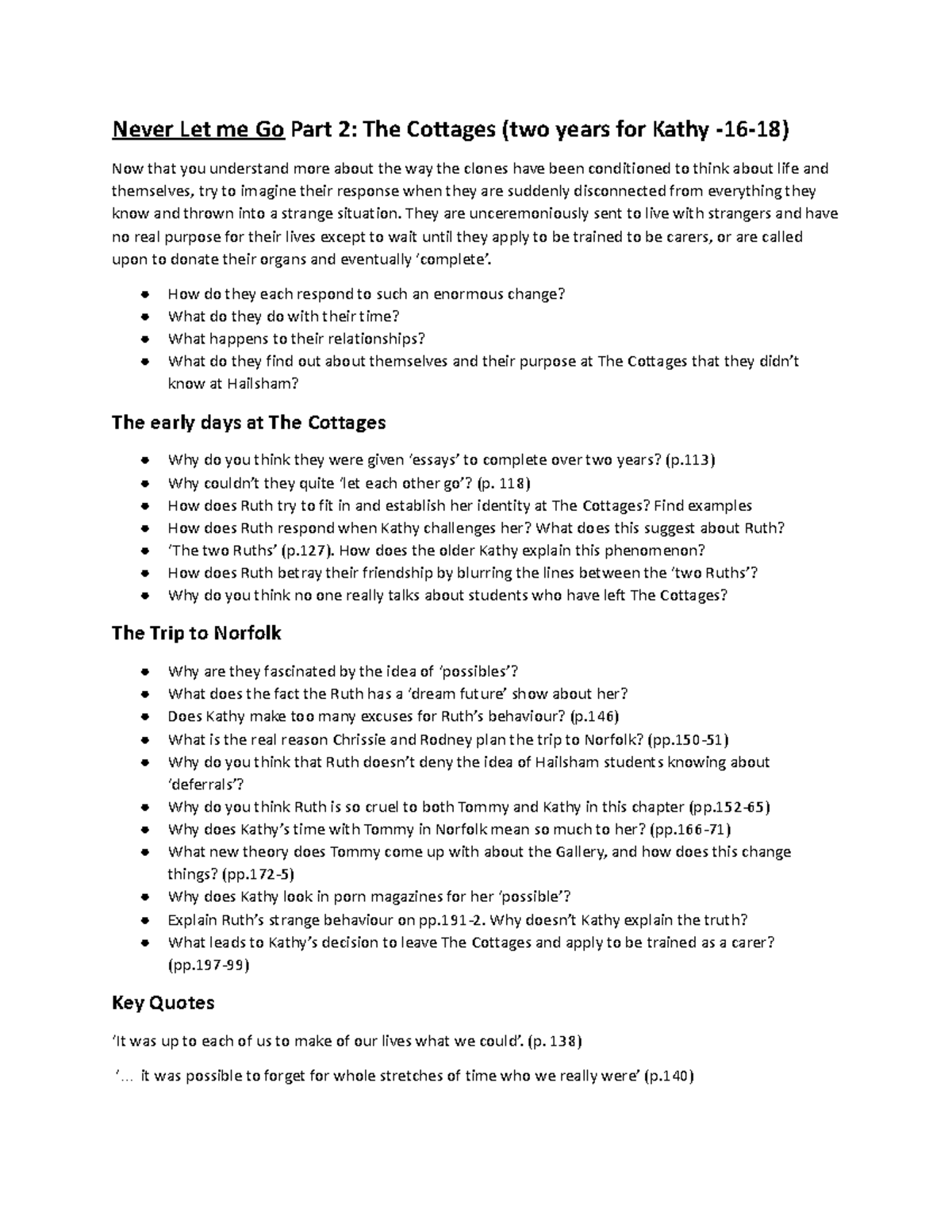 Copy of Never Let me Go Part 2 The Cottages (two years for Kathy -16-18 ...