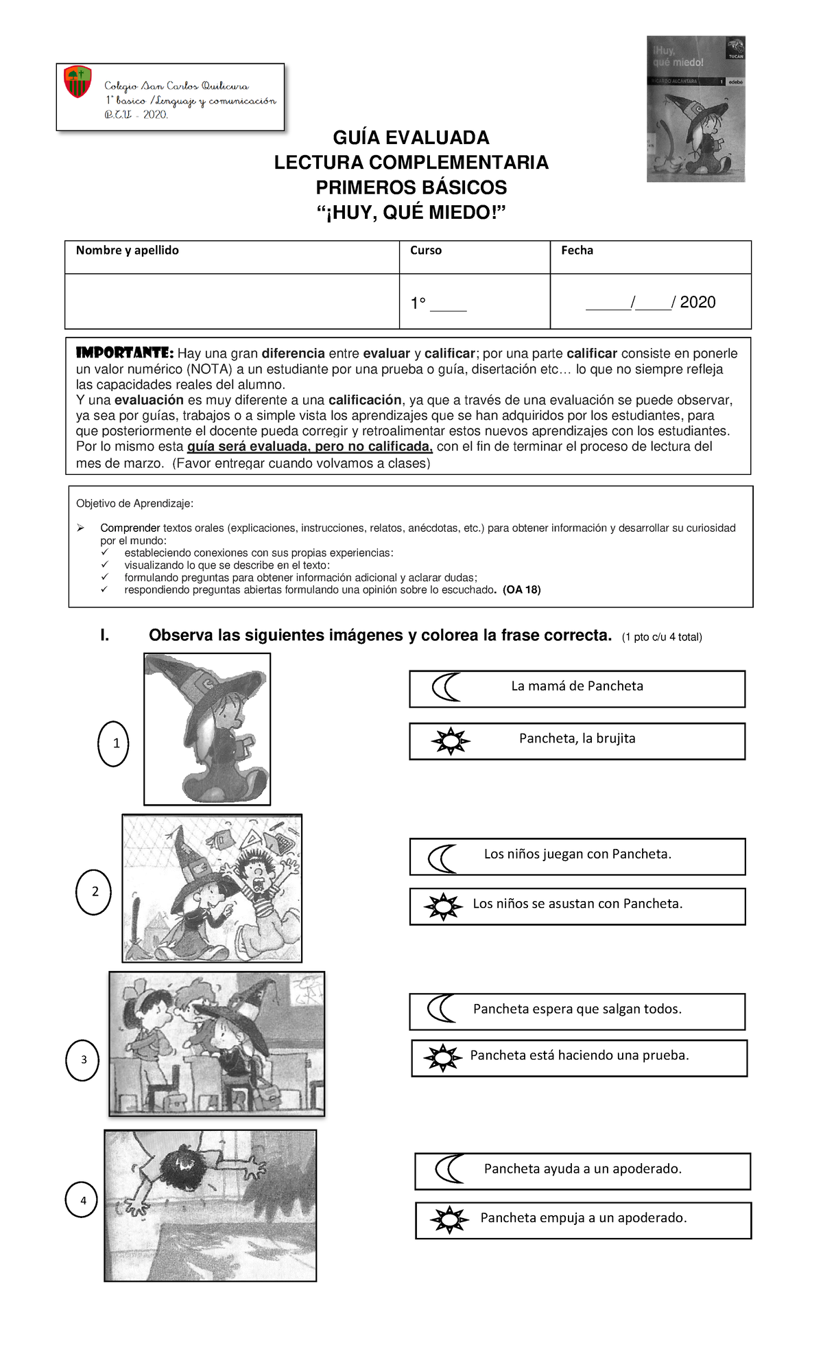 L1 semana 3 Actividad 1 GUÍA ¡Huy qué miedo - GUÍA EVALUADA LECTURA ...