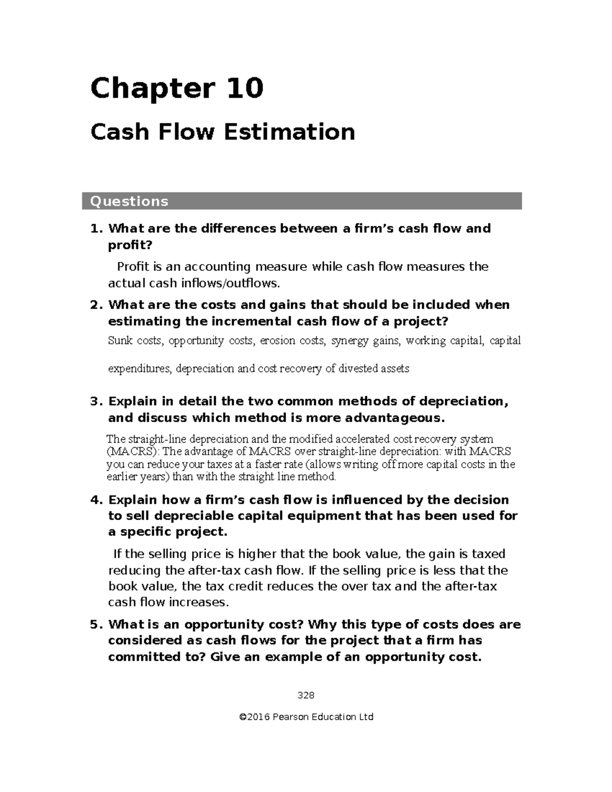 Chapter 10 questions - detail - Chapter 10 Cash Flow Estimation Questions What are the ...