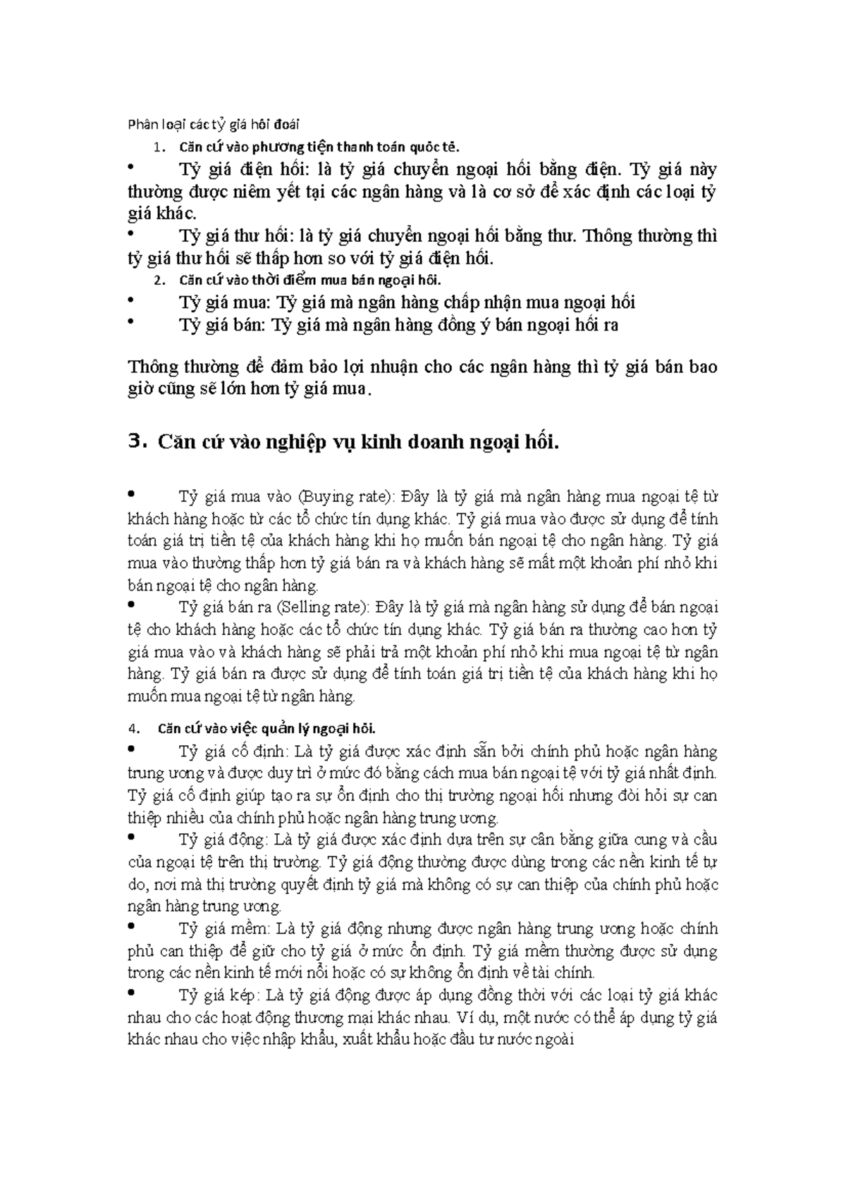 Phân loại - Phân loại - Phân lo ại các t ỷgiá hốối đoái 1. Căn c ứ vào ph ương ti ện thanh toán ...