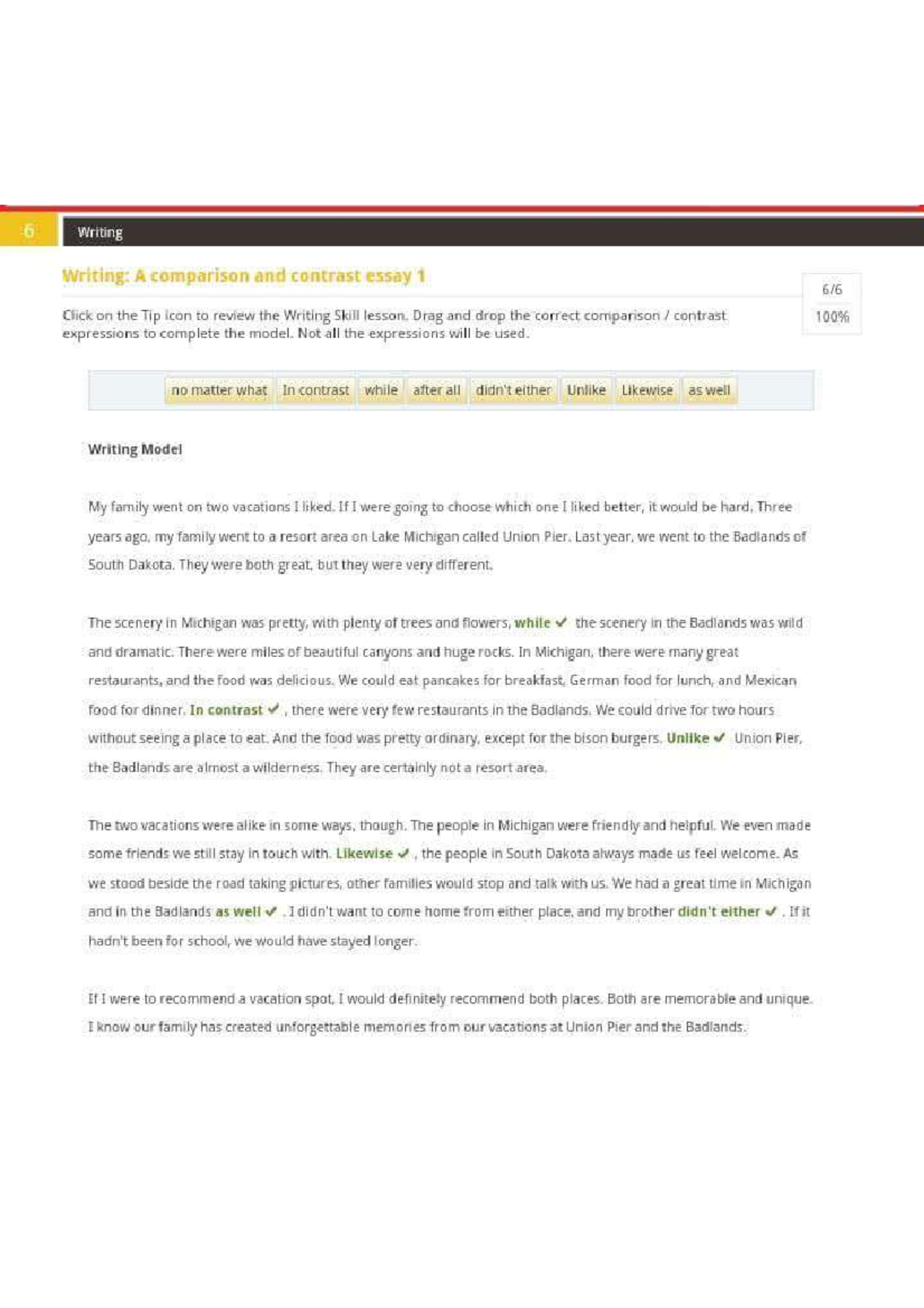 Summit 2 unit 6 (3) - 6 Writing Writing: A comparison and contrast ...
