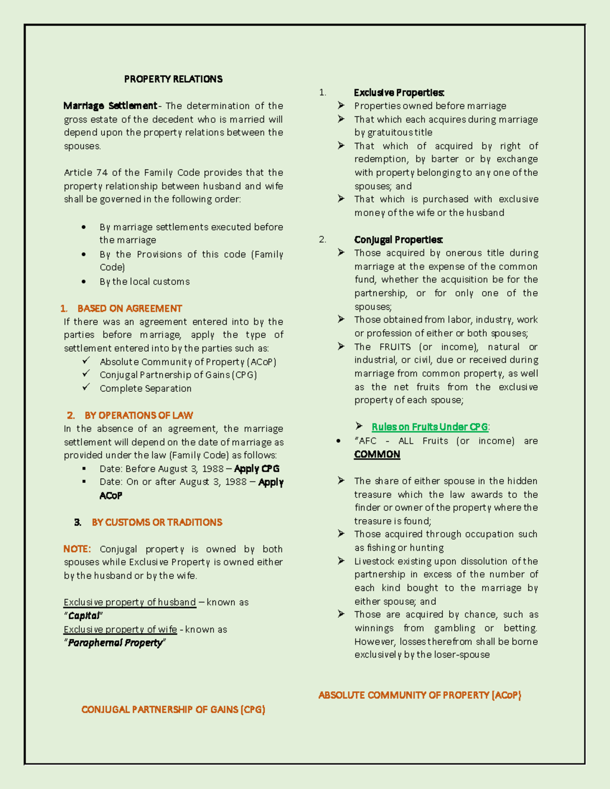 Property Relation - From the book of Tabag - PROPERTY RELATIONS ...