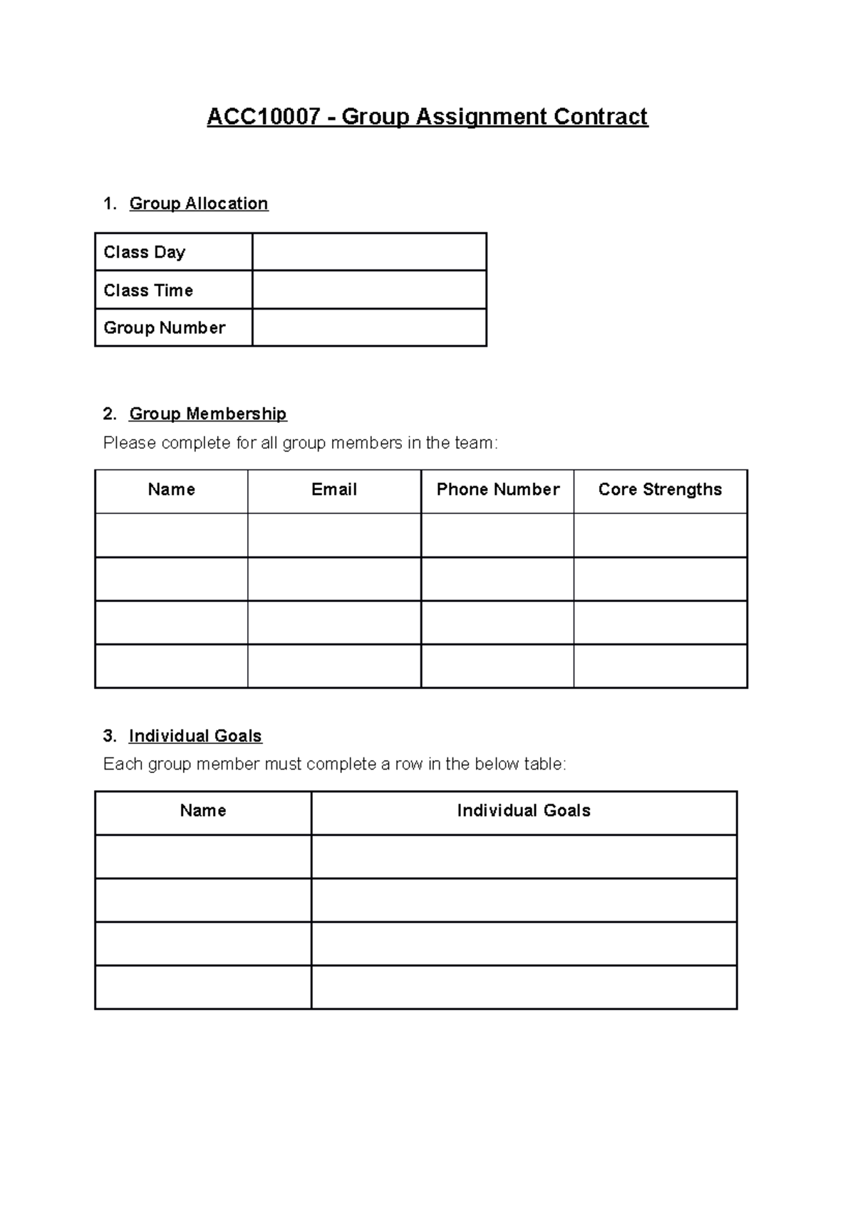 Group Assignment Contract - ACC10007 - Group Assignment Contract Group ...
