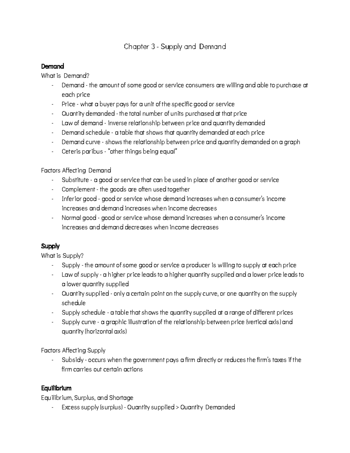 Chapter 3 - Supply and Demand - ECO 102 - CCAC - Studocu