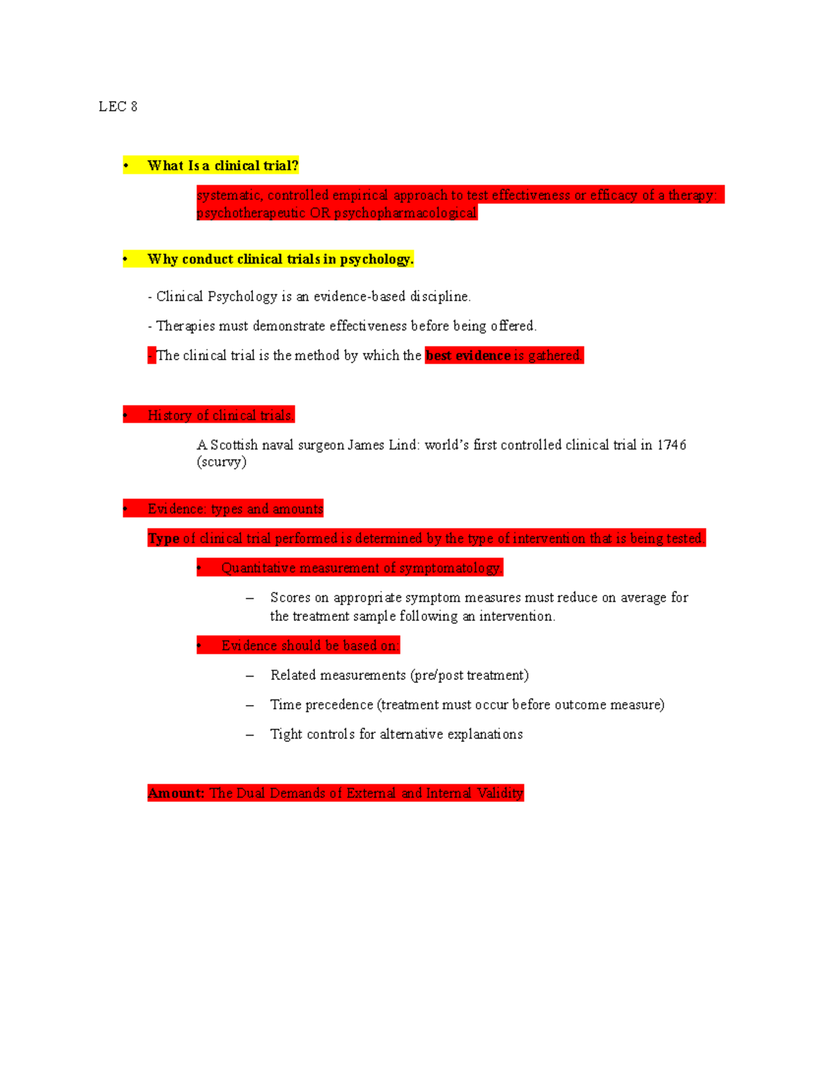 Lec 6 - Lecture notes 6 - LEC 8 - What Is a clinical trial? systematic ...