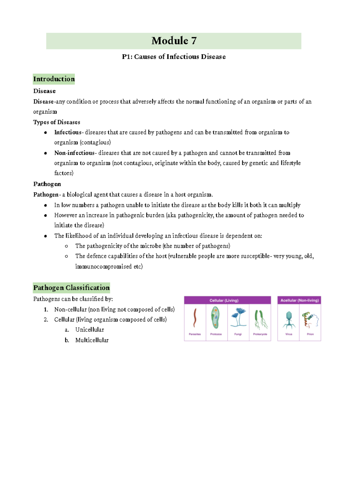 Biology Workbook Mod 7 - Syllabus study notes - Module 7. P 1 : Causes ...