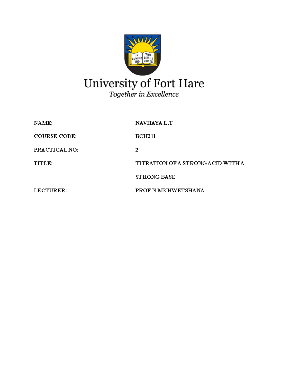 Experiment 2 - Practical write-up - NAME: NAVHAYA L COURSE CODE: BCH ...