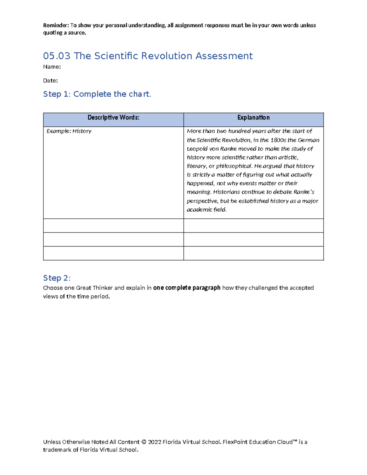 The scientific revolution world history assignment - Reminder: To show ...