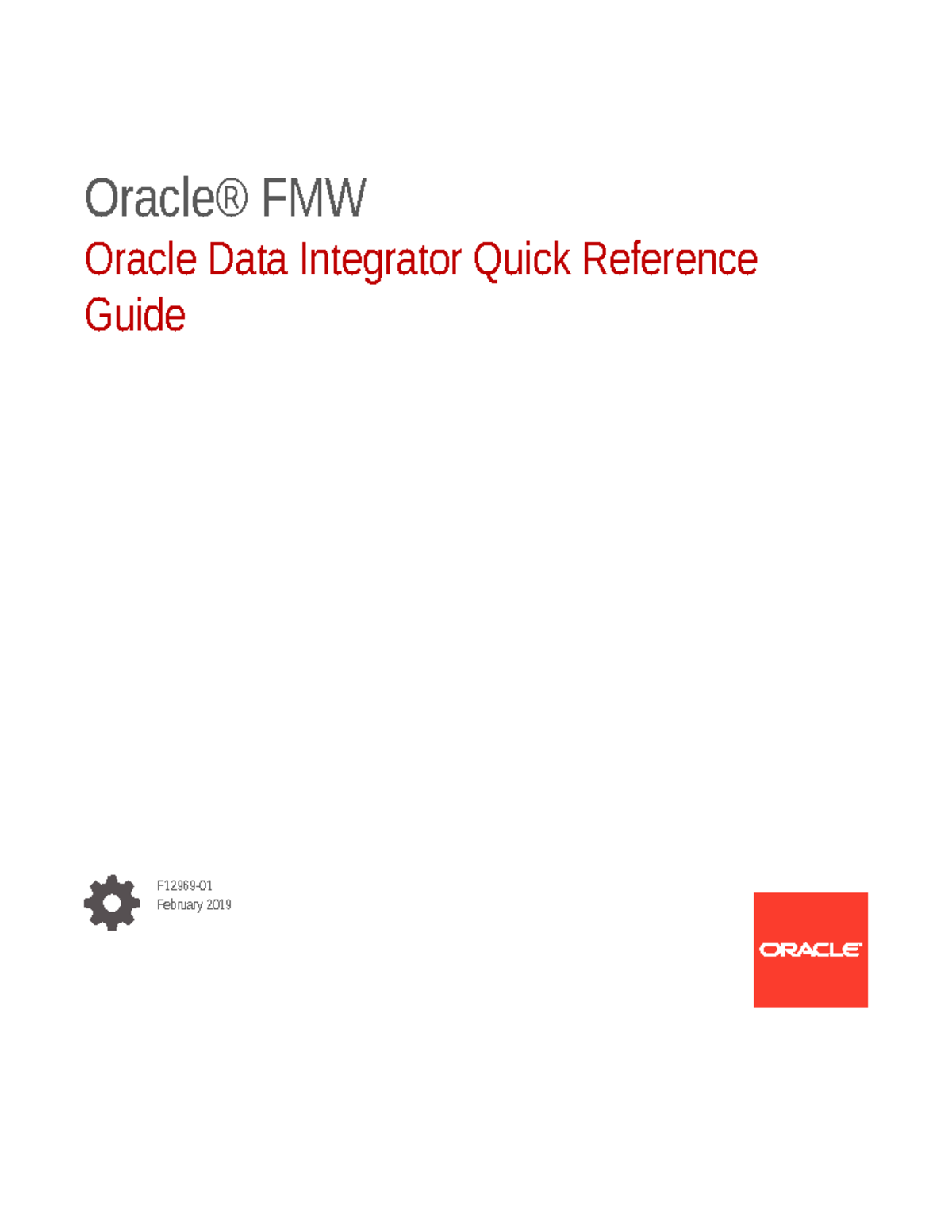 Oracle Data Integrator Quick Reference Guide Oracle® Fmw Oracle Data Integrator Quick